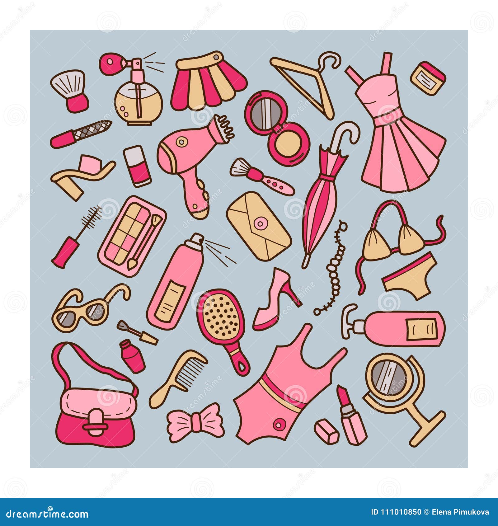 Woman. Set of Elements. Doodle and Cartoon Style. Color Stock Vector ...