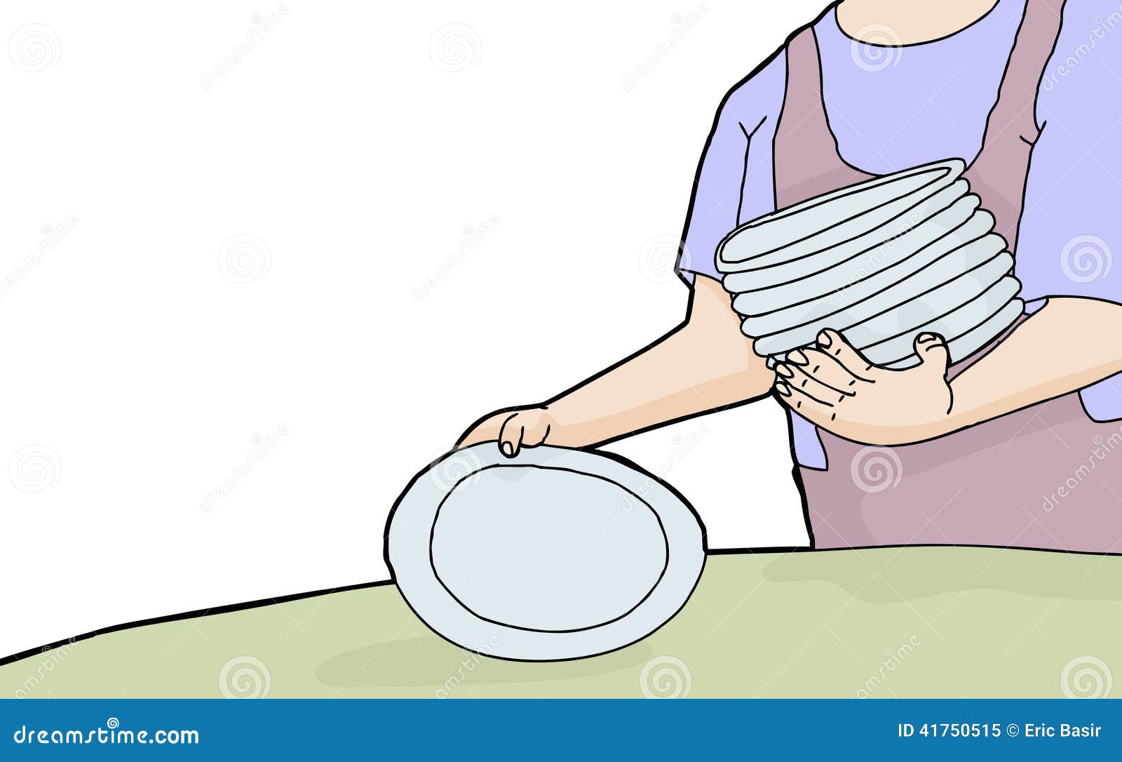 Woman Setting Plates stock vector. Illustration of european - 41750515