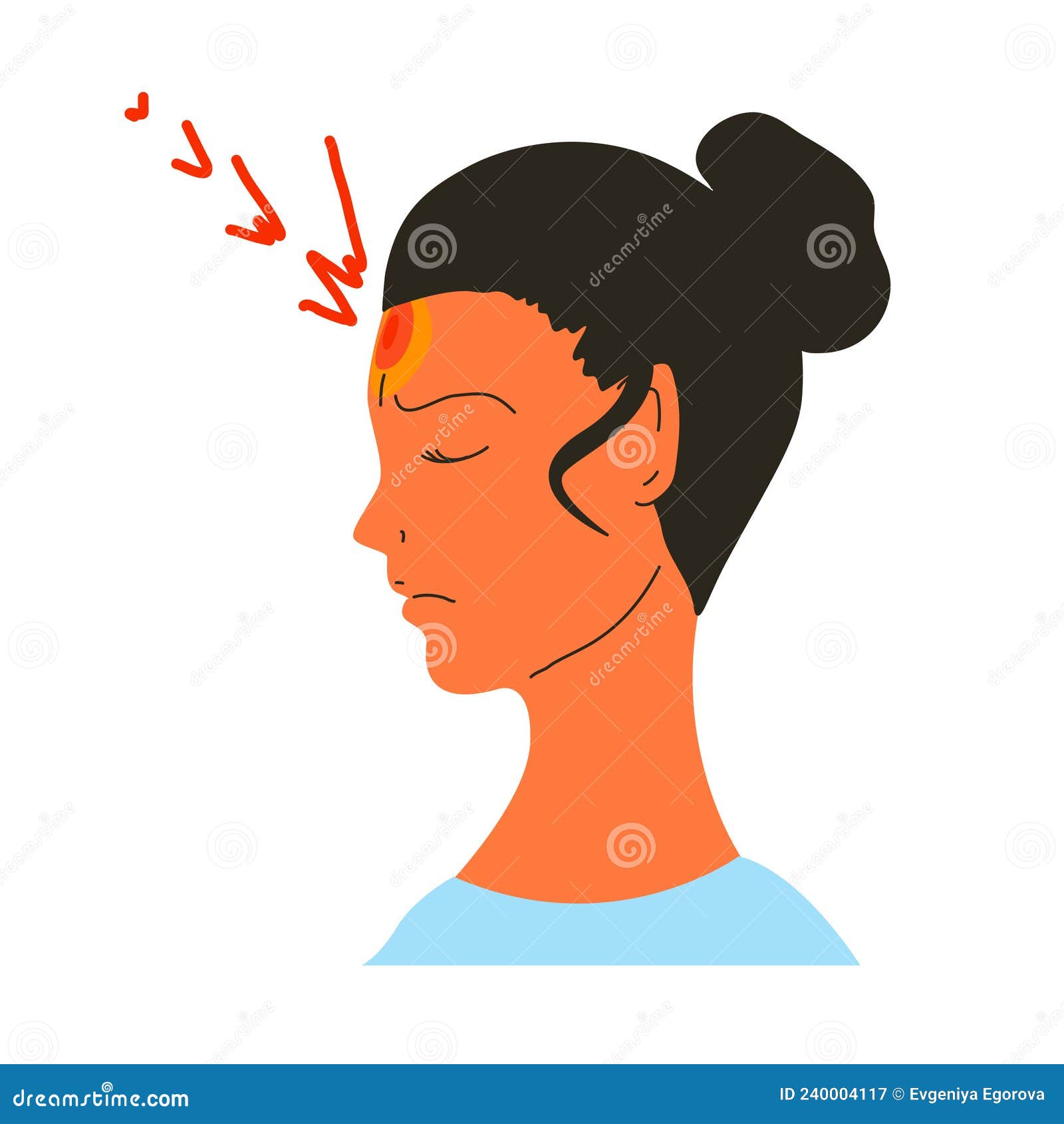 A Woman with Severe Pain in the Head and Forehead. Stock Vector ...