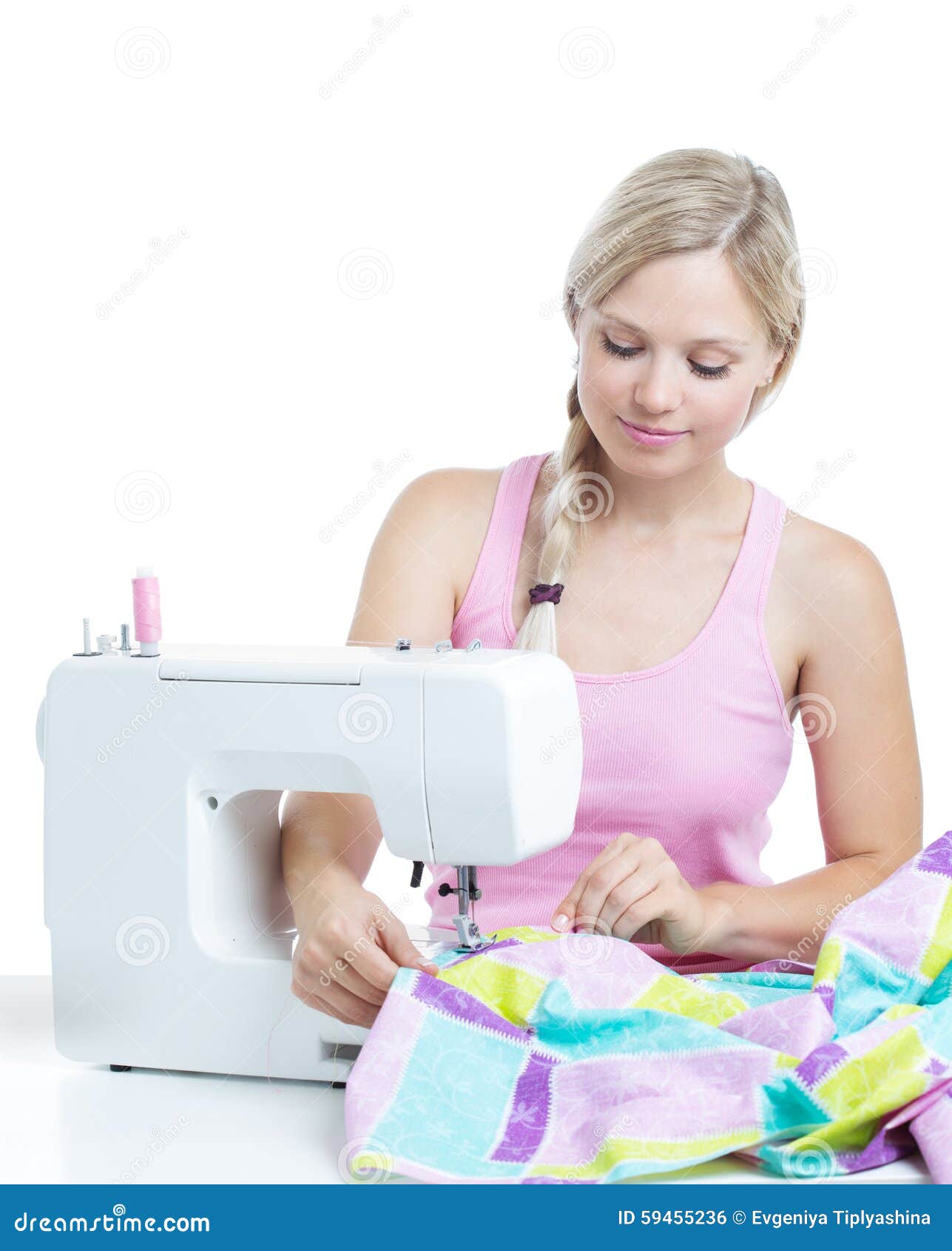 Woman at the Sewing Machine Stock Photo - Image of clothes, sewing ...