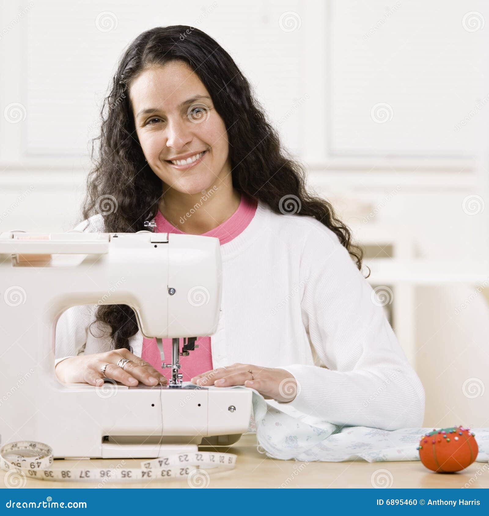 Woman Sewing with Sewing Machine Stock Photo - Image of lifestyles ...