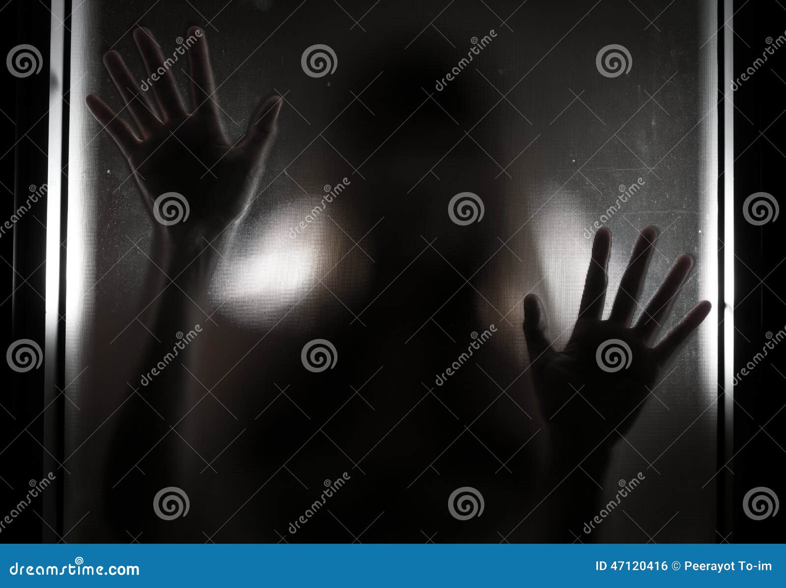 Woman Shadow Behind Translucent Mirror. Stock Photo - Image of ...