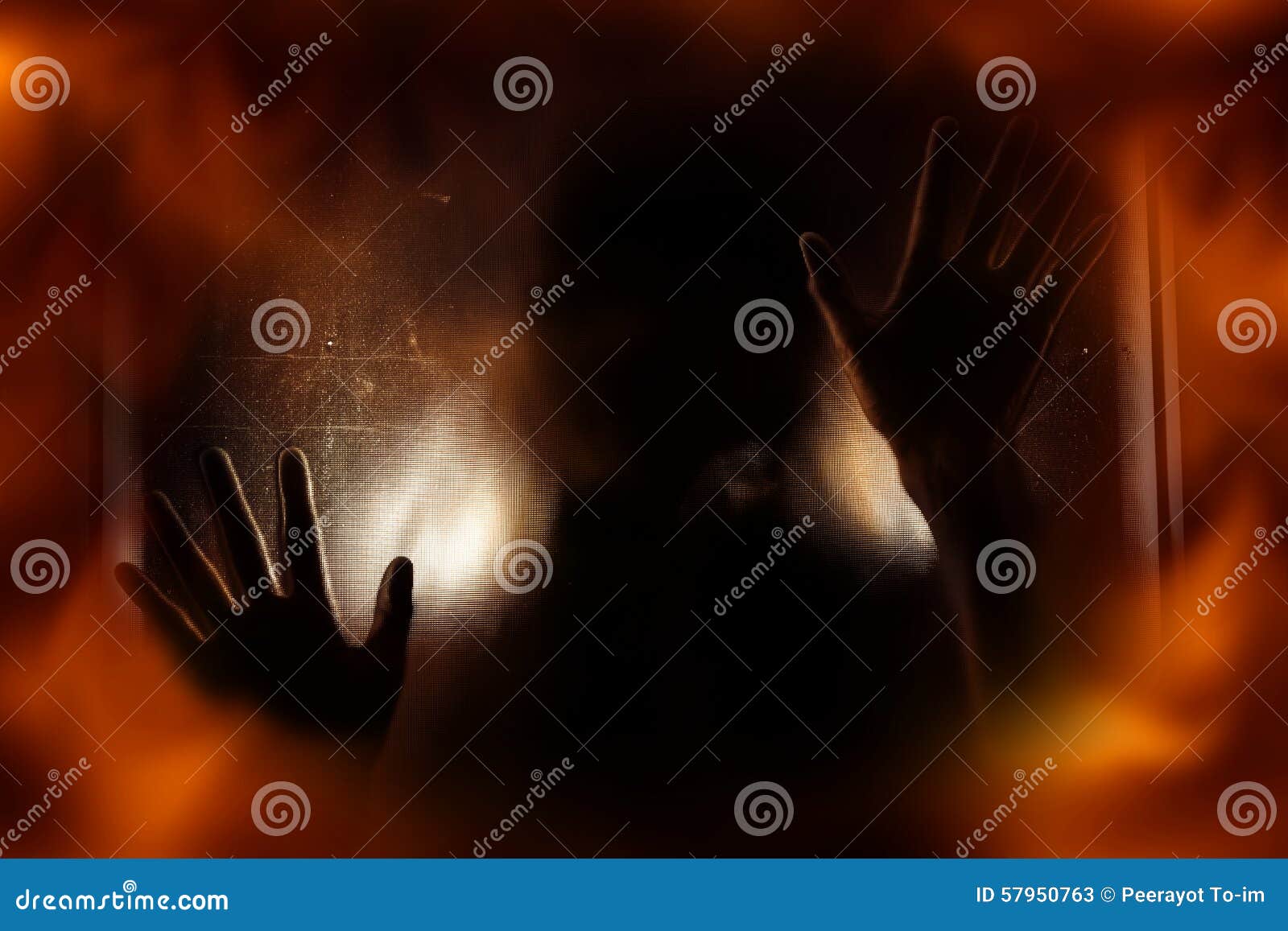 Woman Shadow with Fire Flame Screen. Stock Image - Image of fear ...