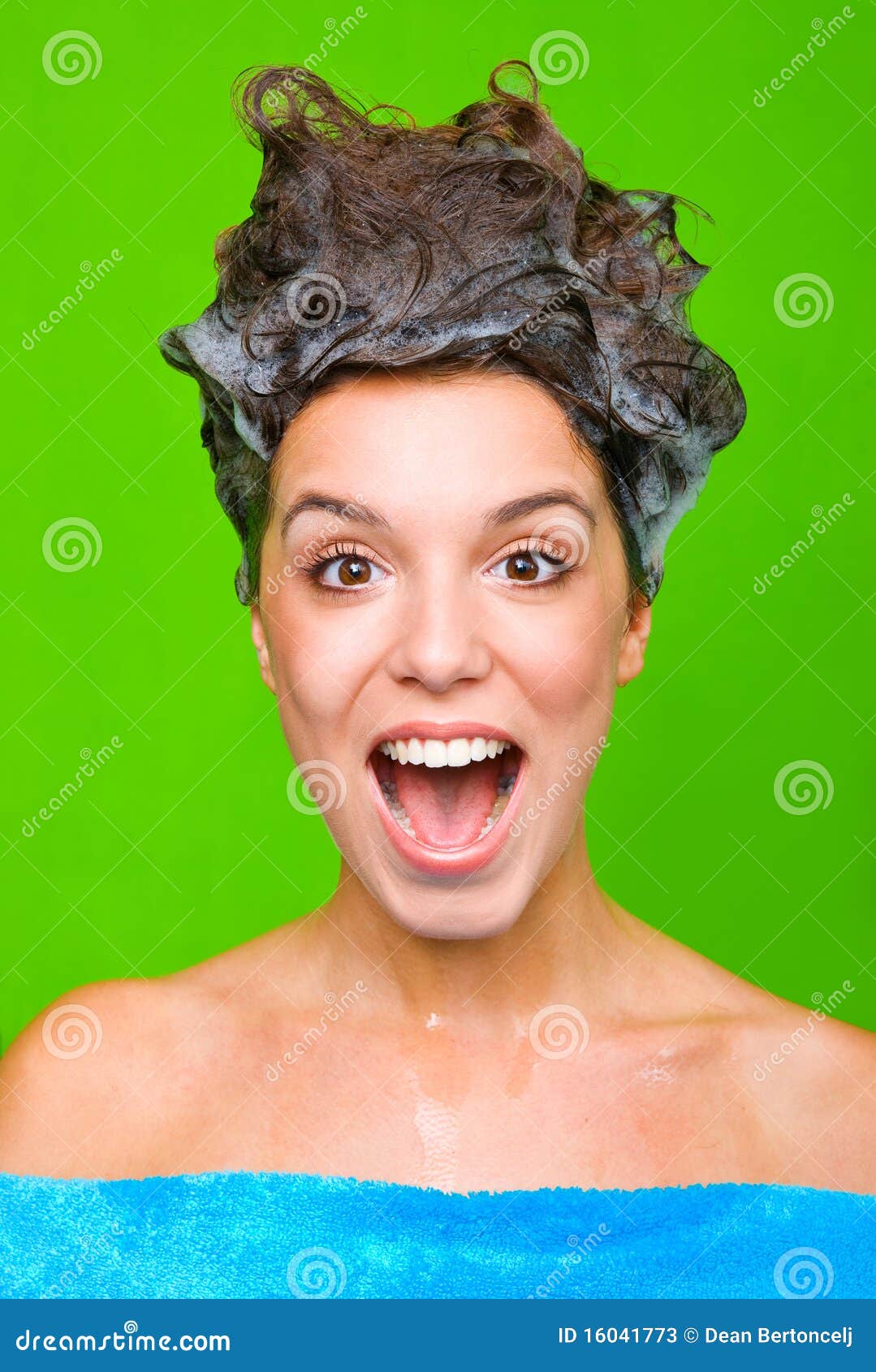 Woman with Shampoo in Her Hair Stock Image - Image of regenerator ...