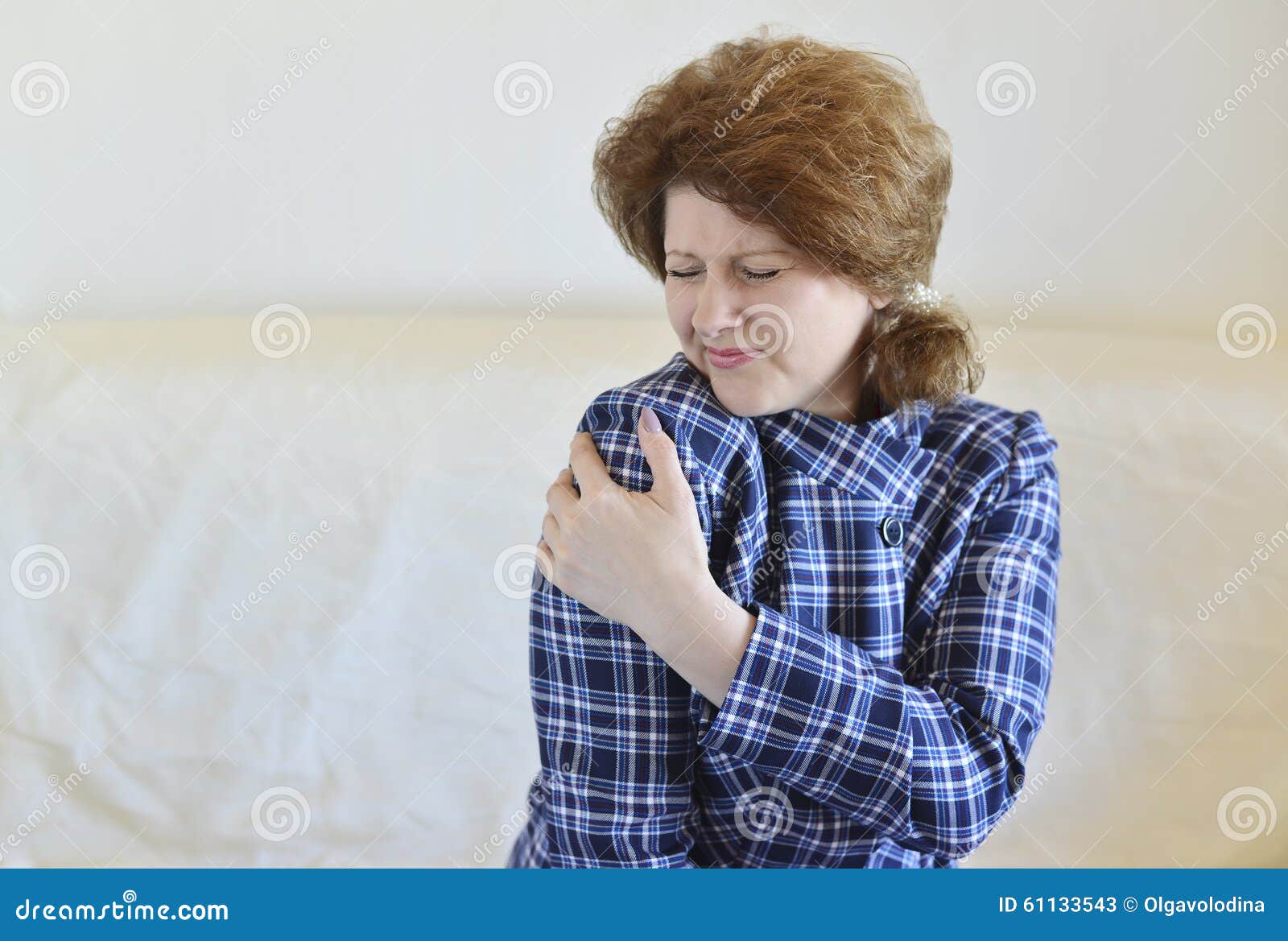 Woman with a Sharp Pain in His Shoulder Stock Image - Image of adult ...