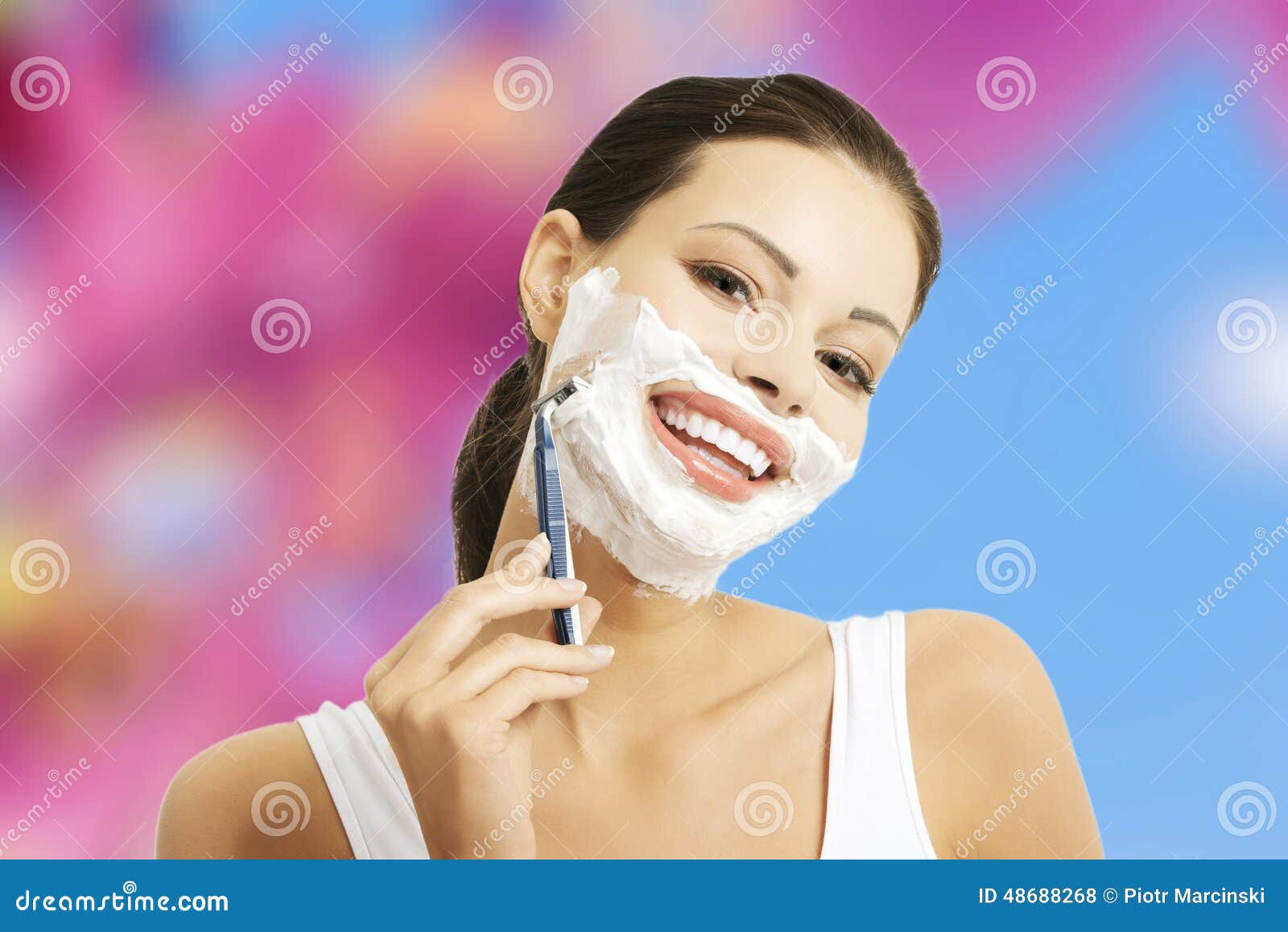 Woman shaving face stock photo. Image of funny, problem - 48688268