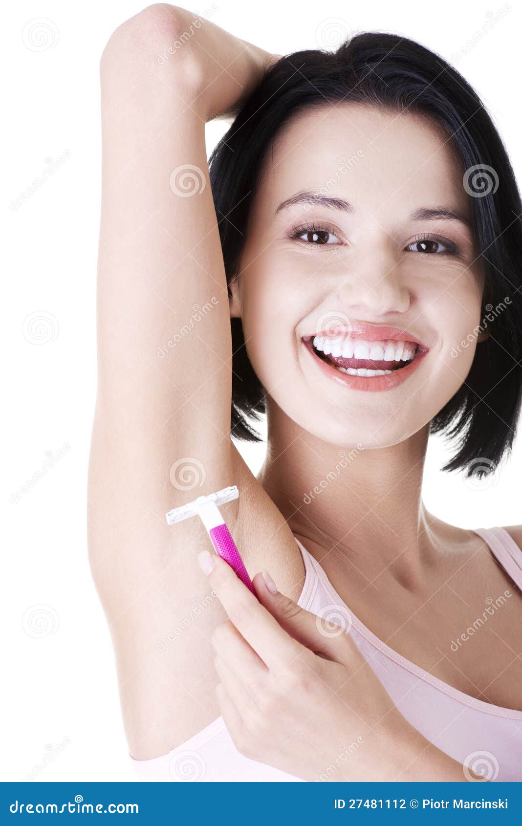 Woman shaving her armpit stock photo. Image of clean - 27481112