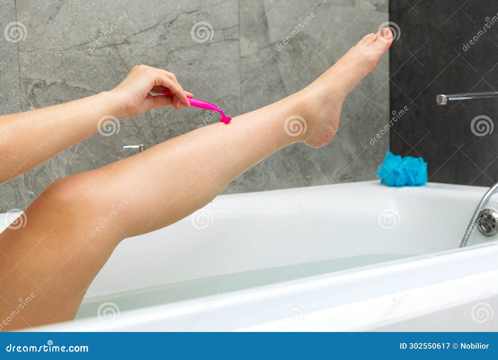 Woman Shaving Her Leg with Razor Stock Image - Image of legs, lady ...