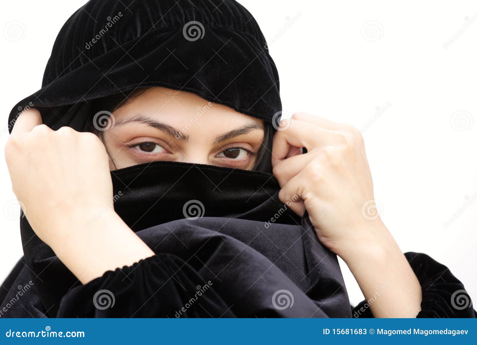 Woman in Shawl Covering Face Stock Image - Image of portrait, woman ...