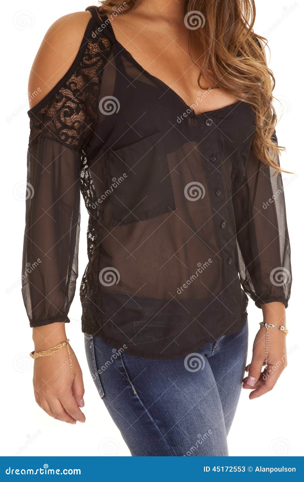 Woman Sheer See through Top Stock Image - Image of fashionable ...