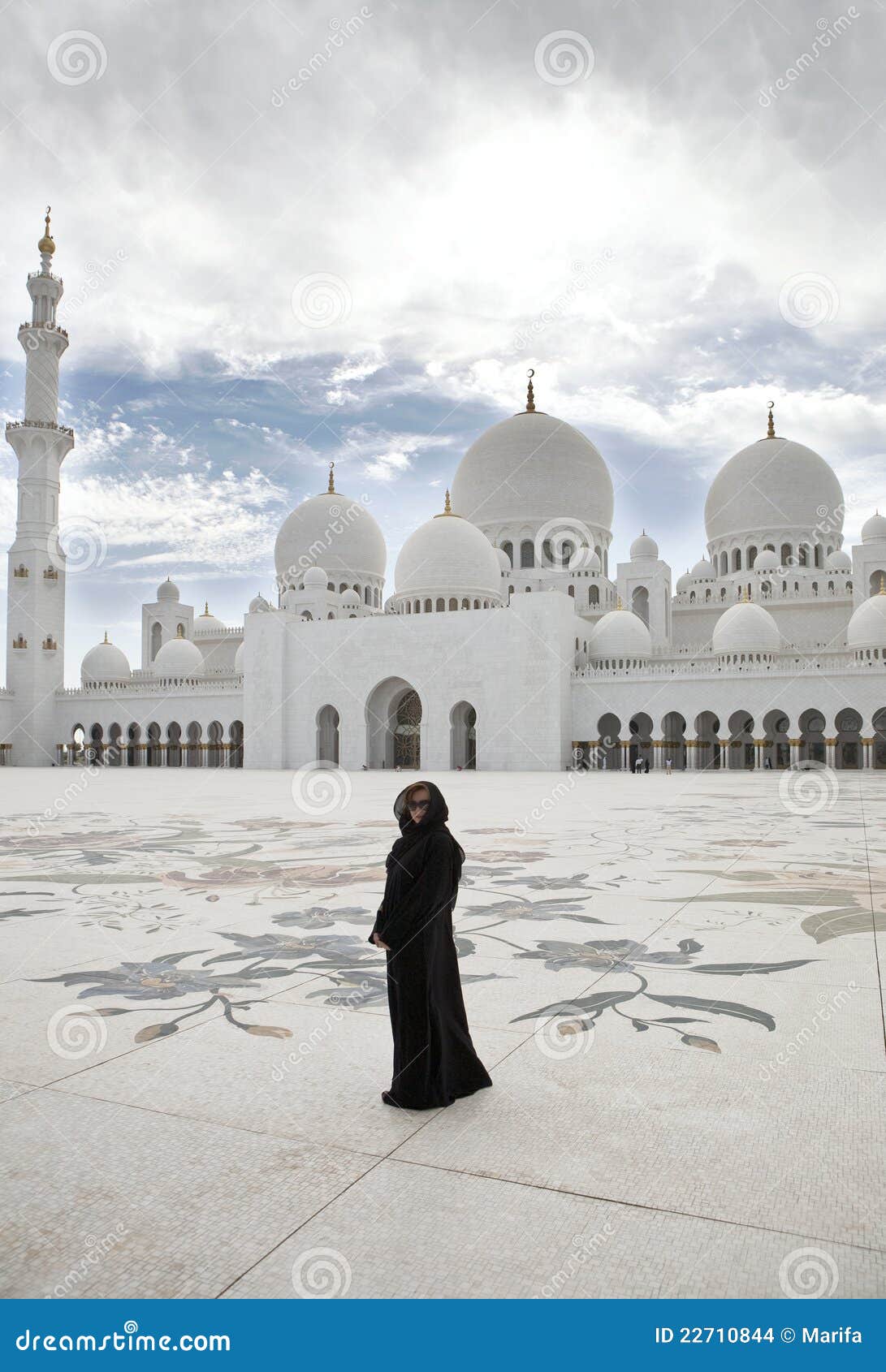Woman in Sheikh Zayed Mosque at Abu Dhabi Stock Photo - Image of islam ...