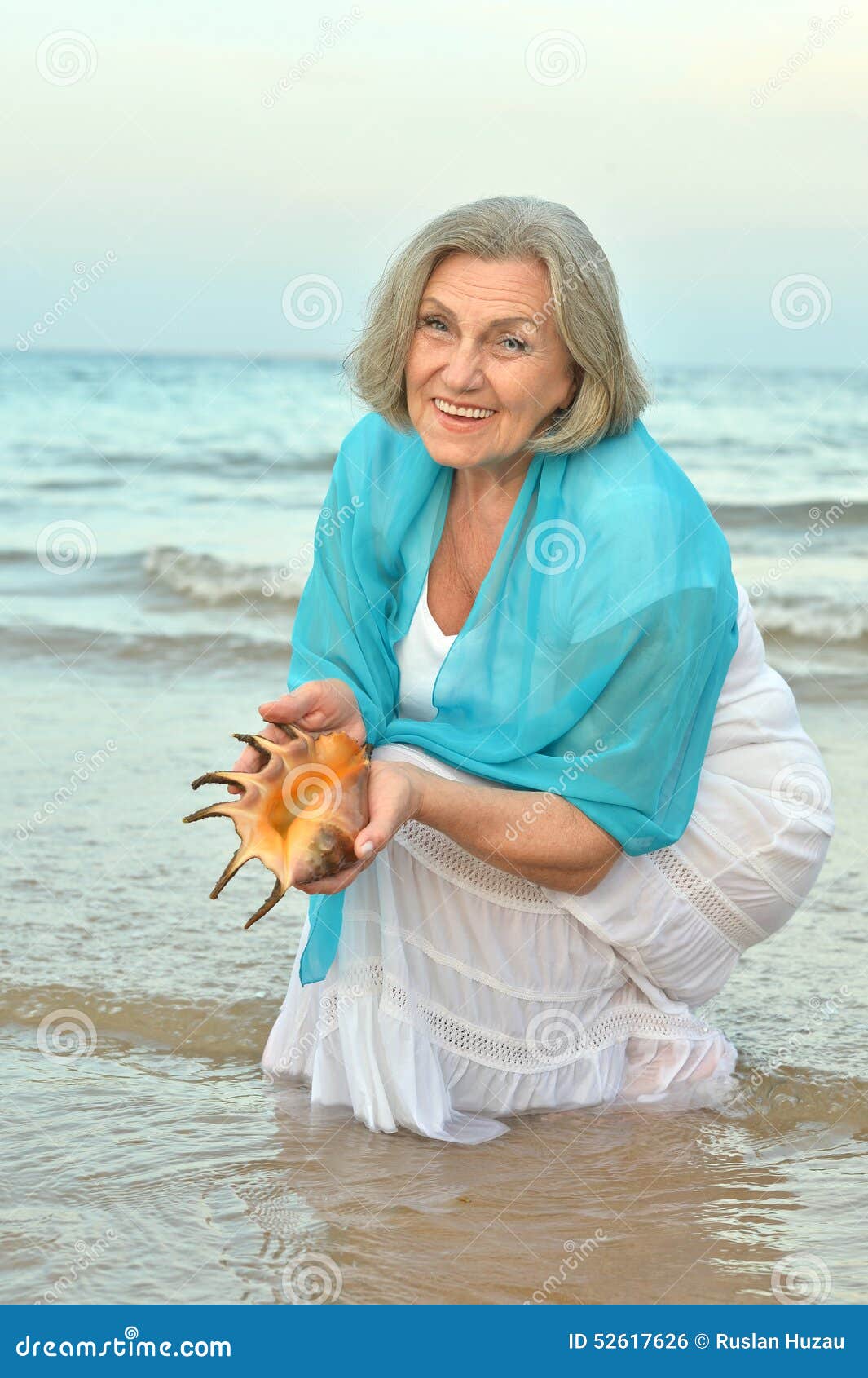 Woman with shell stock photo. Image of applying, human - 52617626