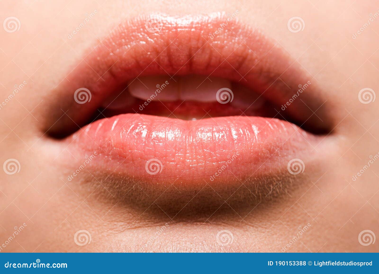 Woman with Shiny Lip Gloss on Lips Stock Photo - Image of partial ...