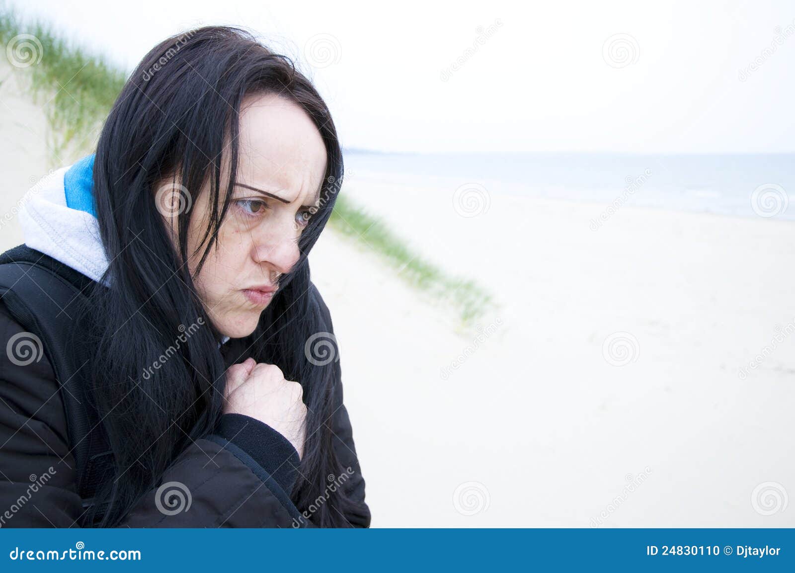 Woman Shivering in the Cold Stock Photo - Image of hood, female: 24830110
