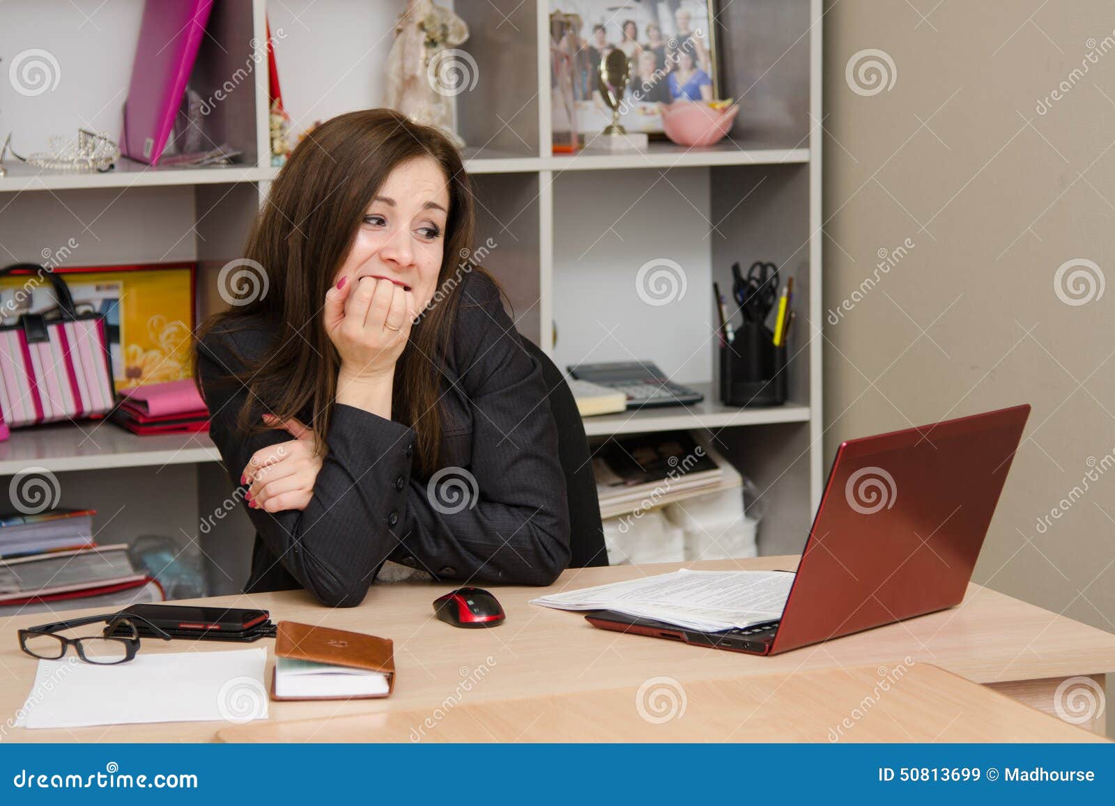 Woman Shock in Front of Computer Stock Image - Image of manager ...