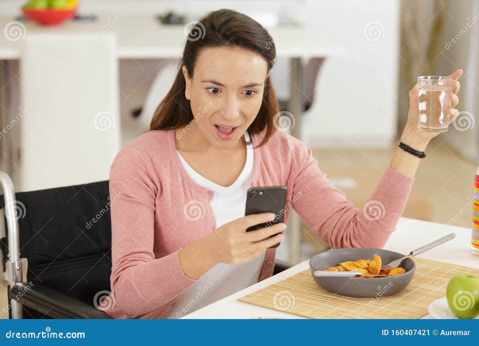 Woman with Shocked Expression Reading Text Message Stock Image - Image ...