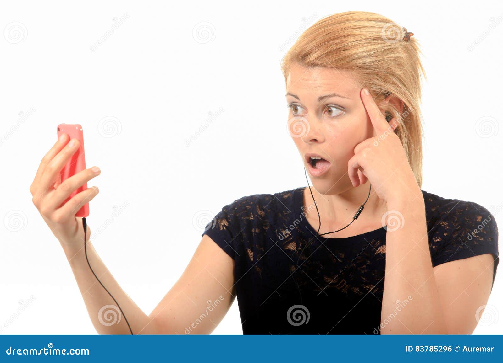 Woman Shocked by Text Message Stock Photo - Image of attractive, chat ...