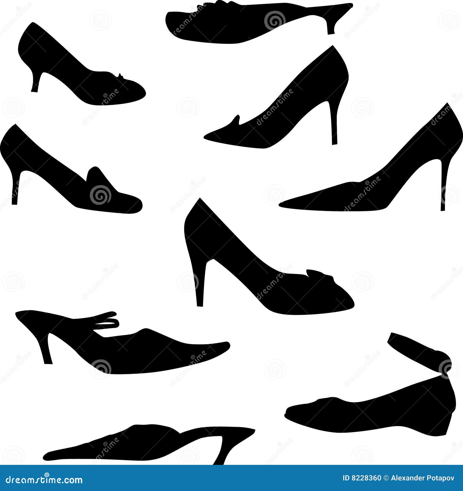 Woman shoe silhouettes set stock illustration. Illustration of shopping ...