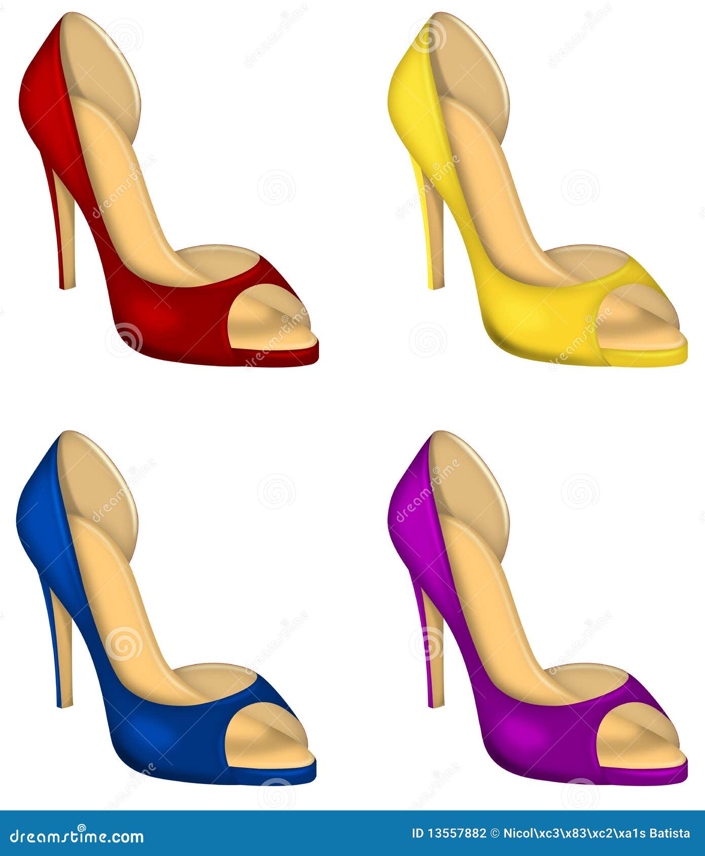 Woman shoes in colors stock illustration. Illustration of white - 13557882