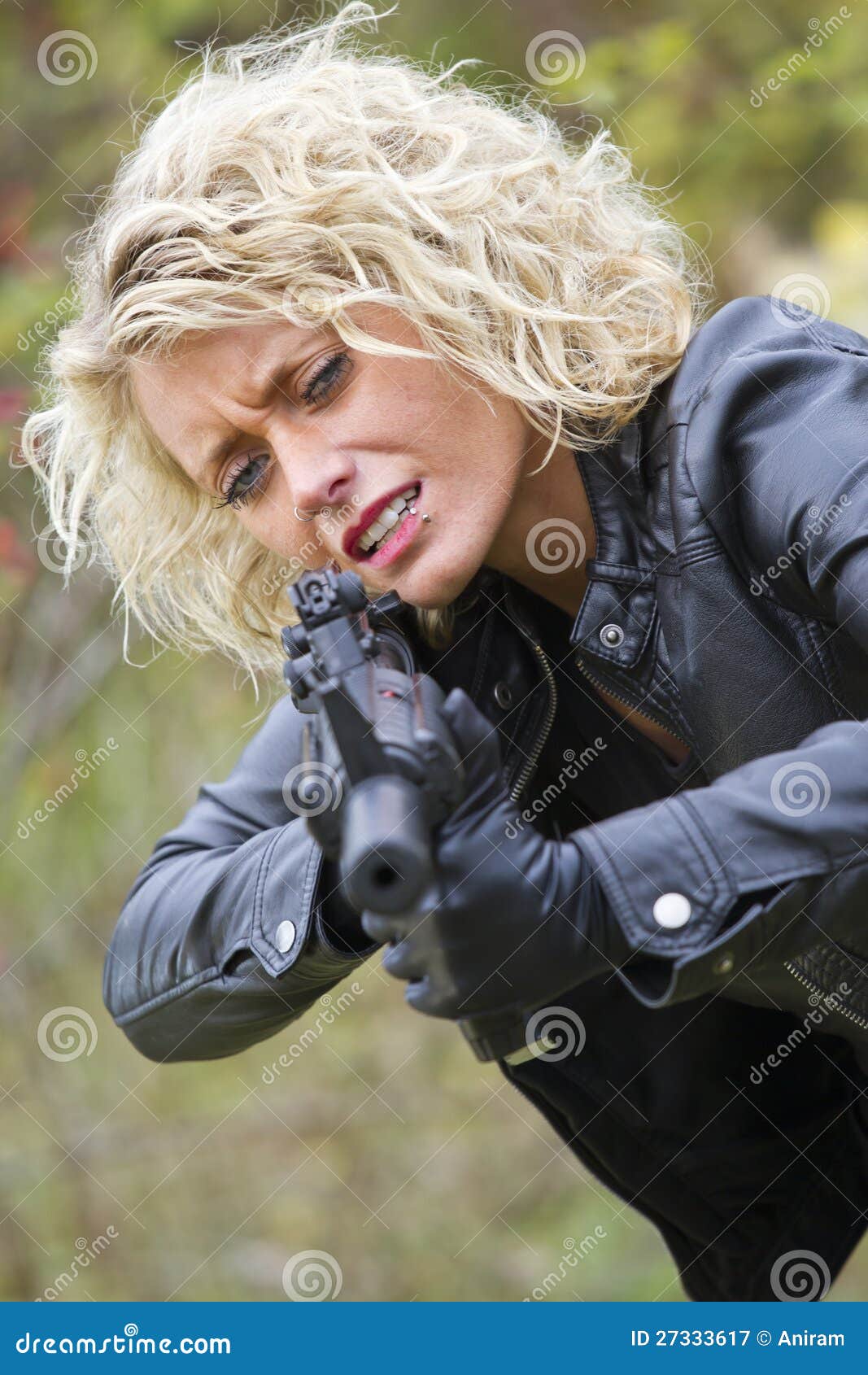 Woman With Silencer Gun Stock Photography | CartoonDealer.com #27333986