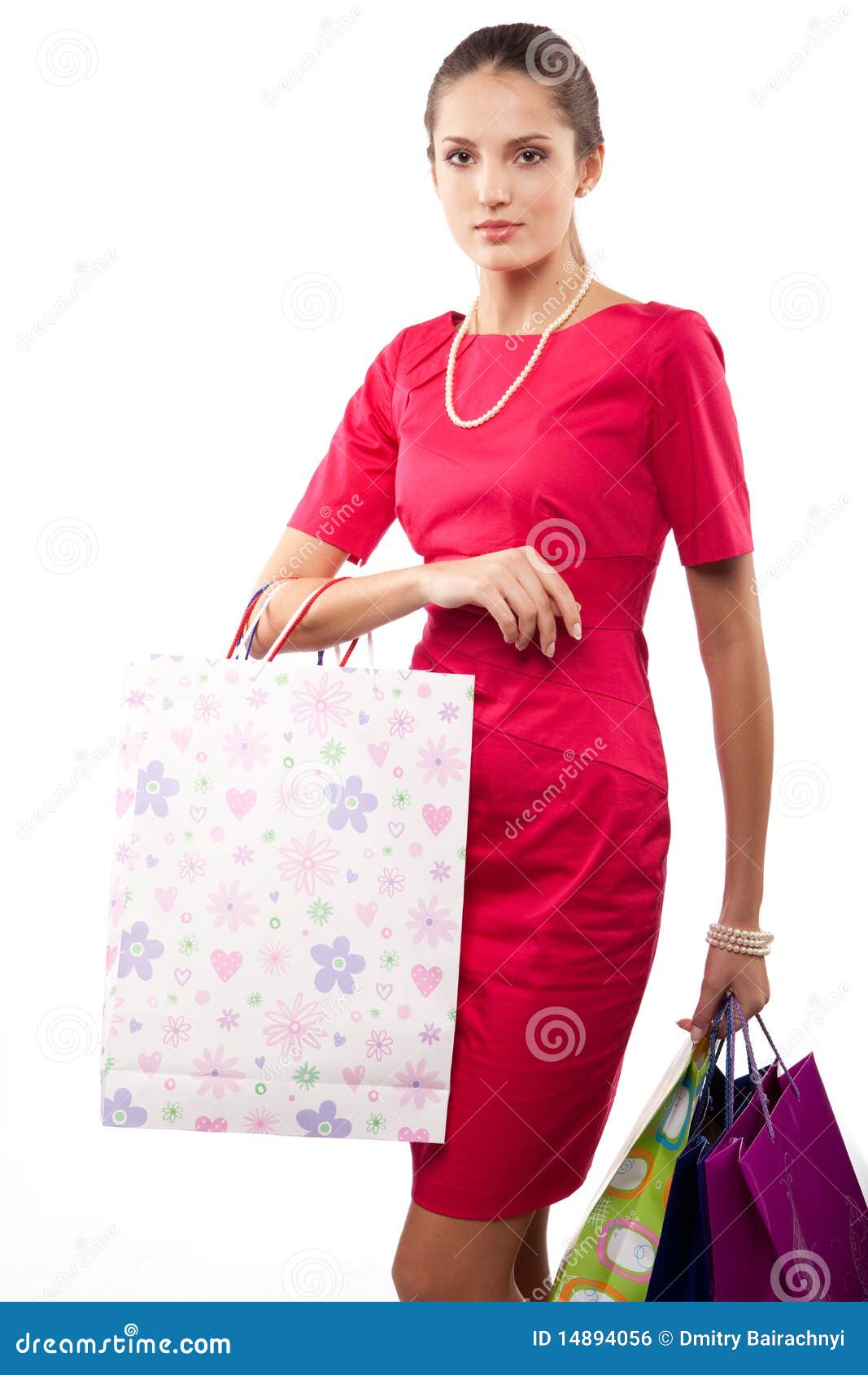 Woman shopper stock photo. Image of gifts, cheerful, color - 14894056