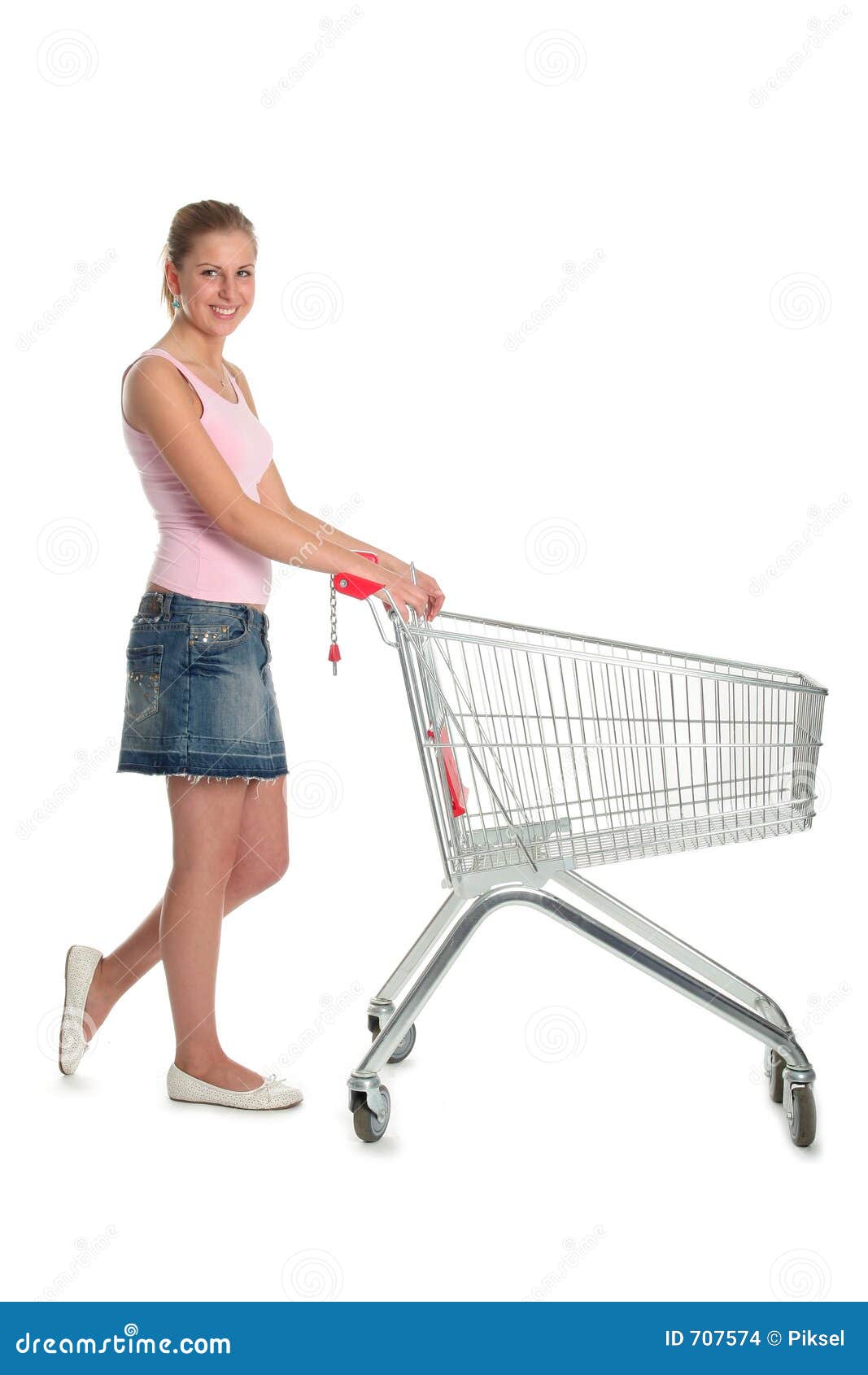 Woman with Shopping Cart stock photo. Image of shopping - 707574