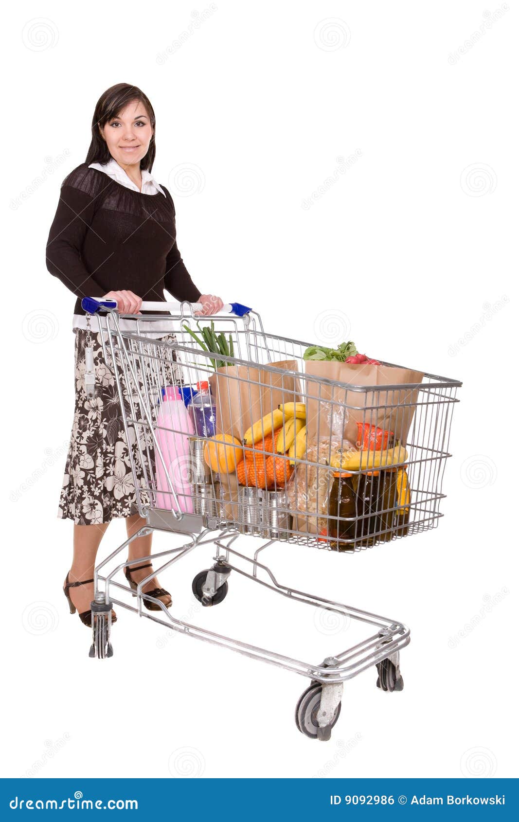 Woman With Shopping Cart Royalty Free Stock Image - Image: 9092986