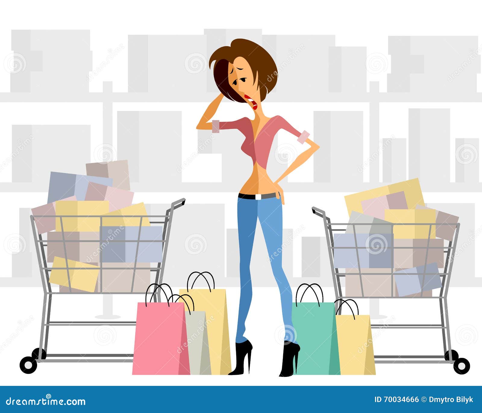 Woman with shopping chart stock vector. Illustration of standing - 70034666