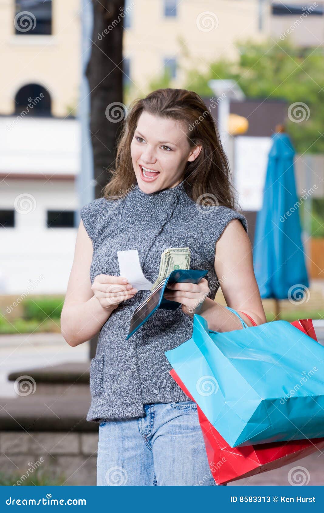 Woman Shopping Spending Limit Stock Image - Image of counting, female ...
