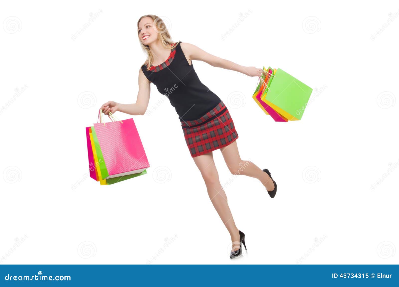 Woman after shopping spree stock image. Image of bags - 43734315