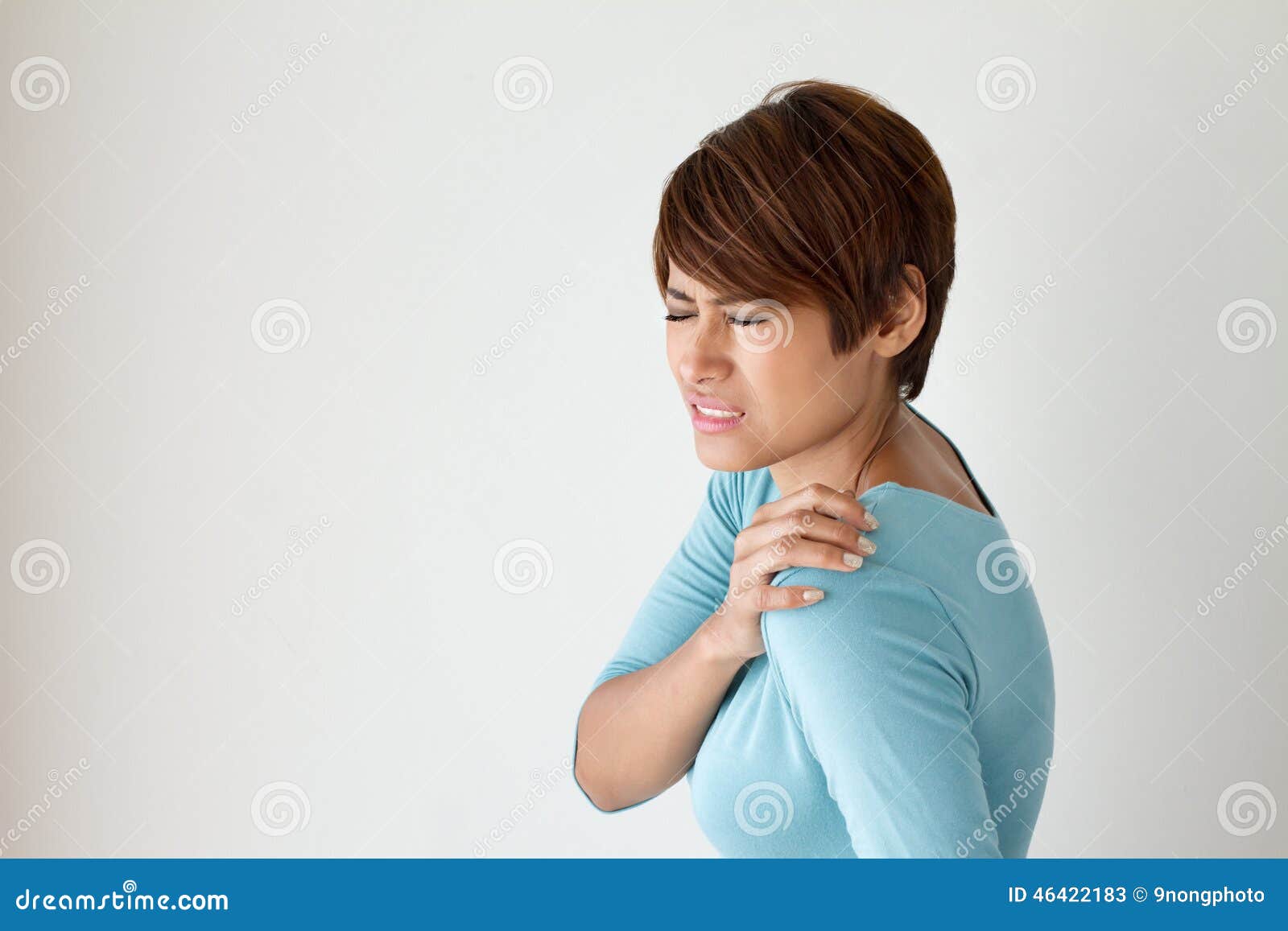 Woman with shoulder pain stock image. Image of back, hurt - 46422183
