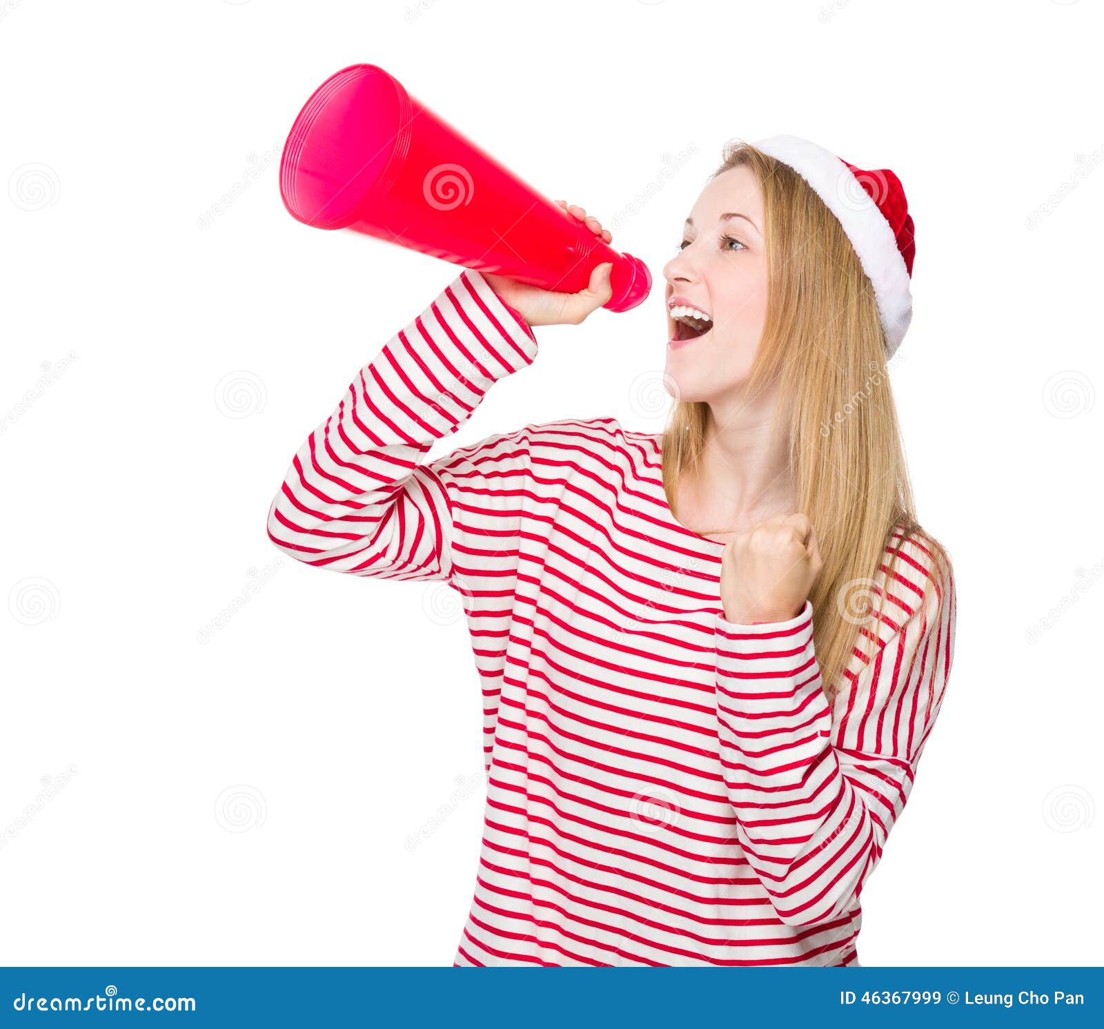 Woman shout with megaphone stock image. Image of blond - 46367999
