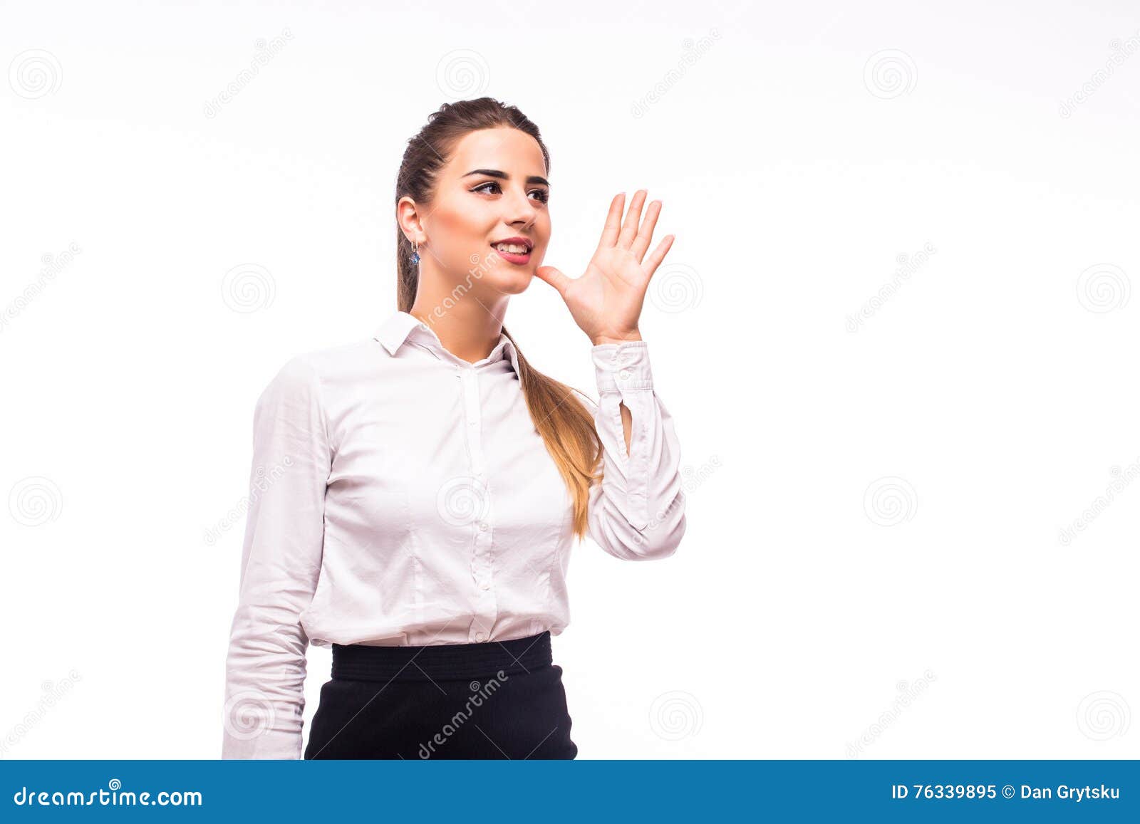Woman Shouting - Isolated Over a White Background Stock Image - Image ...