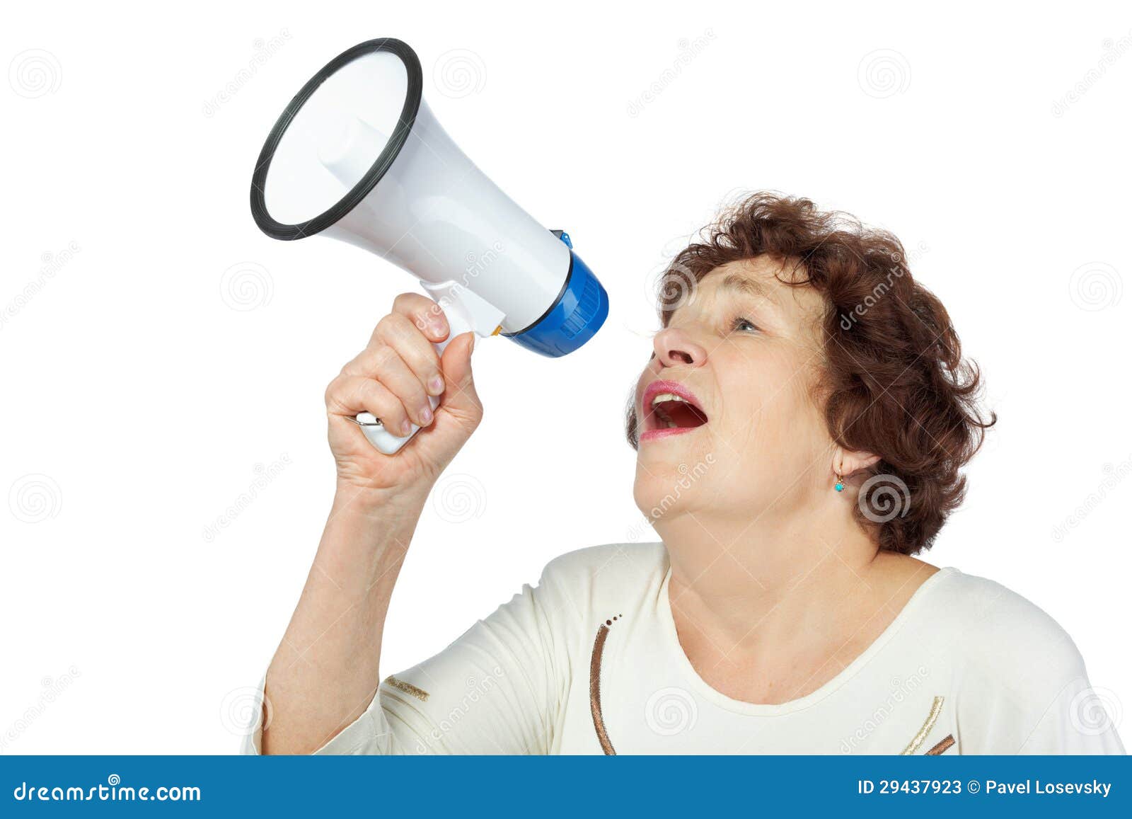 Woman Shouts Something into a Megaphone Stock Image - Image of aged ...