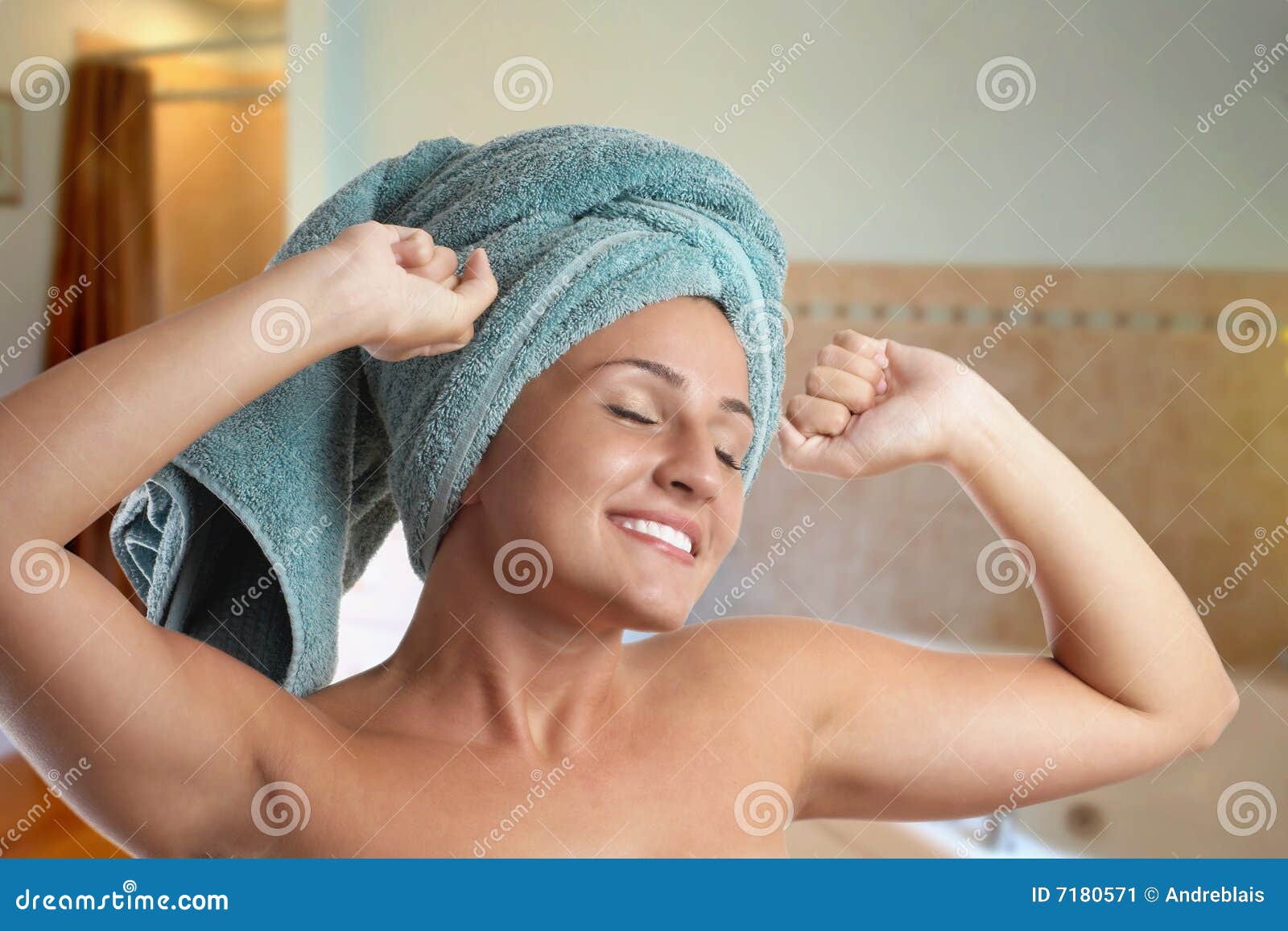 Woman after Shower stock image. Image of isolated, copy - 7180571