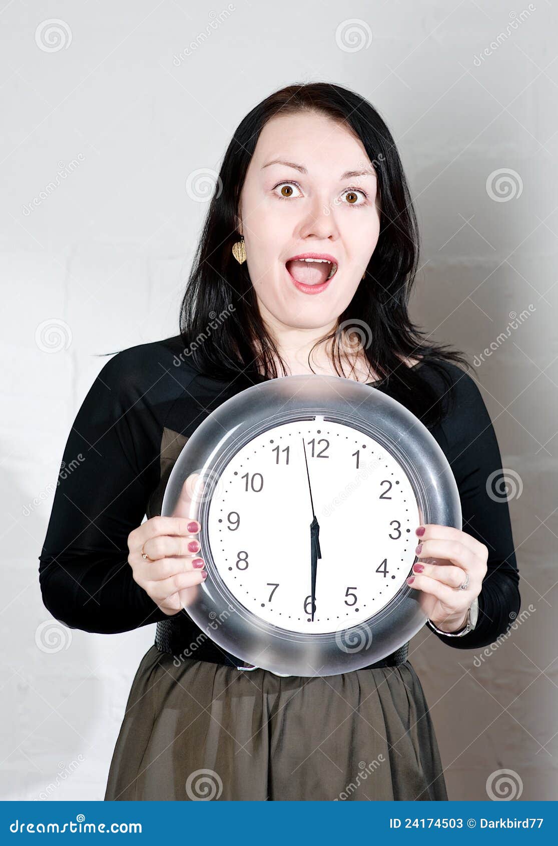 Woman showing on the clock stock image. Image of gesture - 24174503