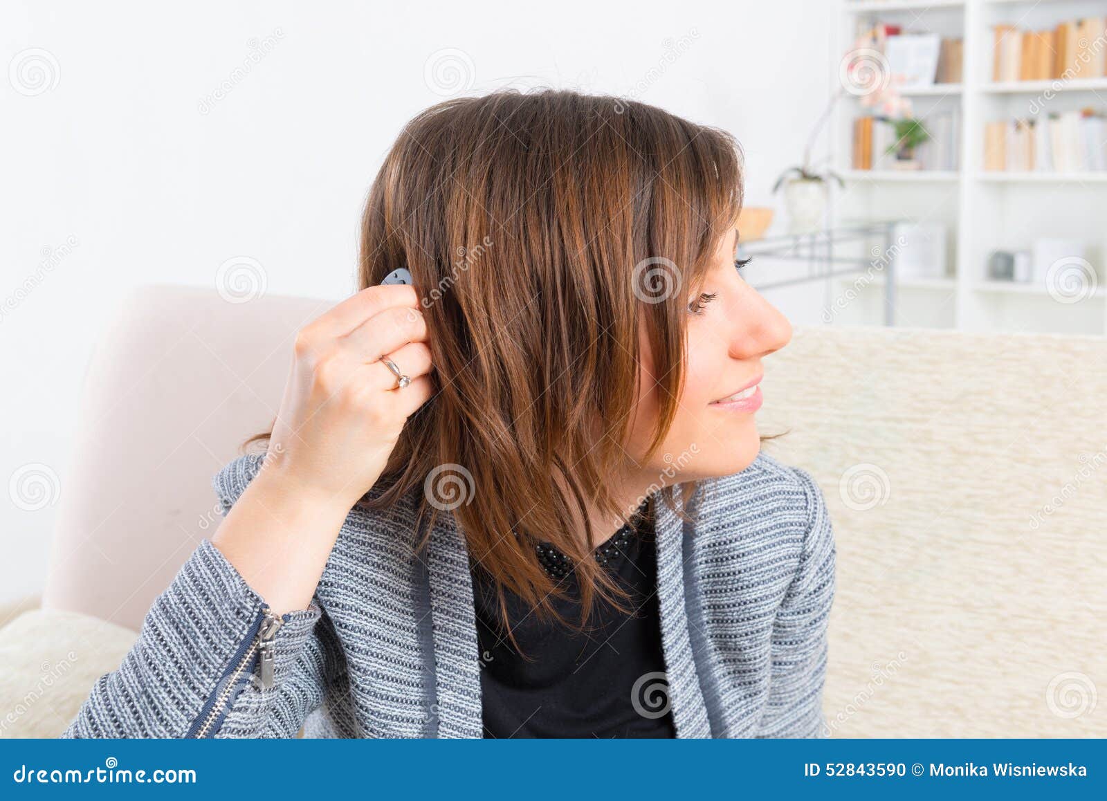 Woman Showing Cochlear Implant Stock Photo - Image of care, female ...