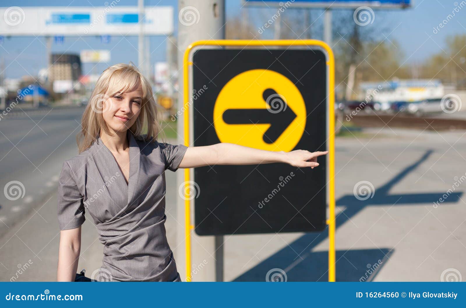 Woman showing a direction stock photo. Image of design - 16264560
