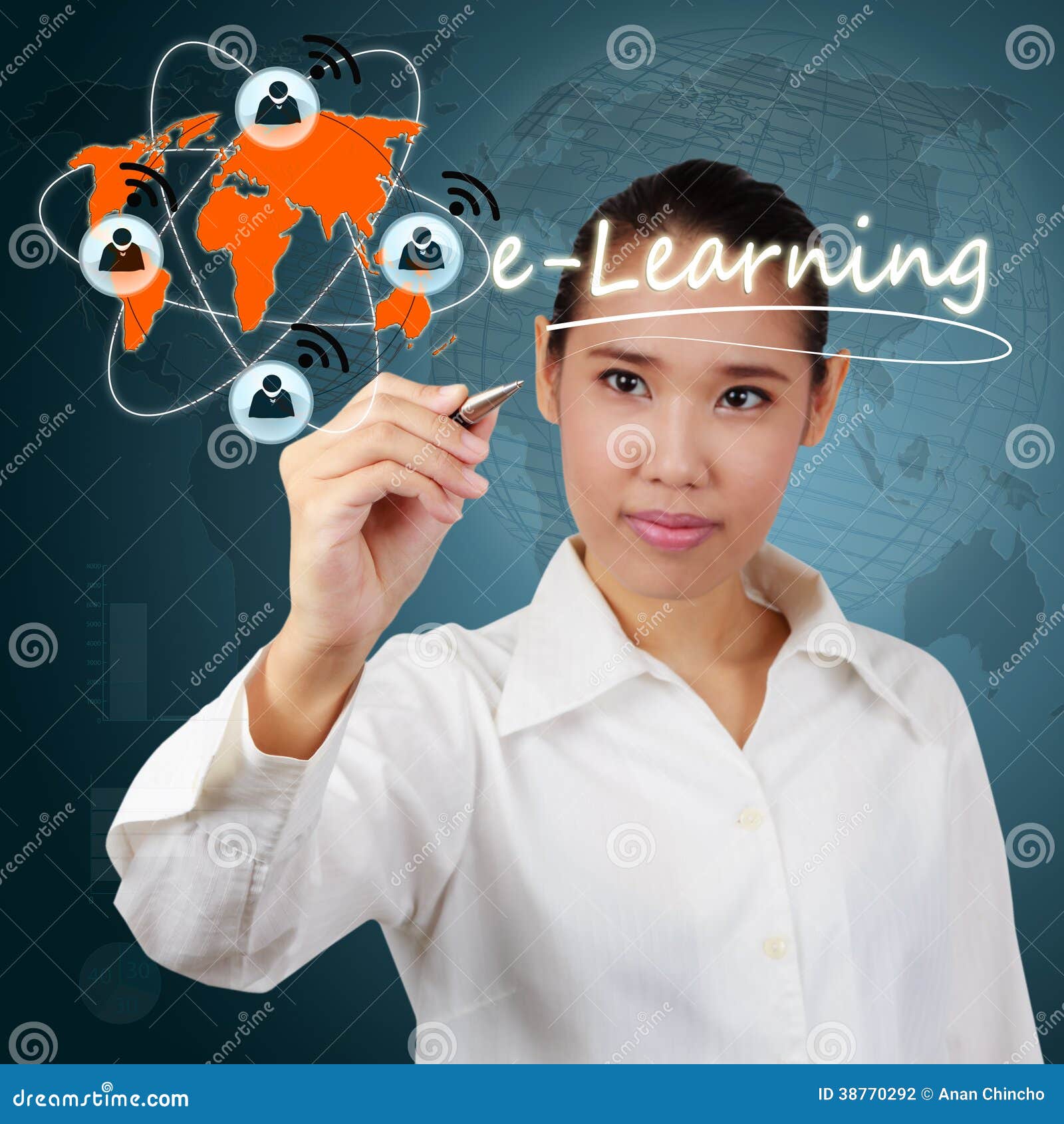 Woman Showing E-Learning Concept Stock Photo - Image of electronic ...