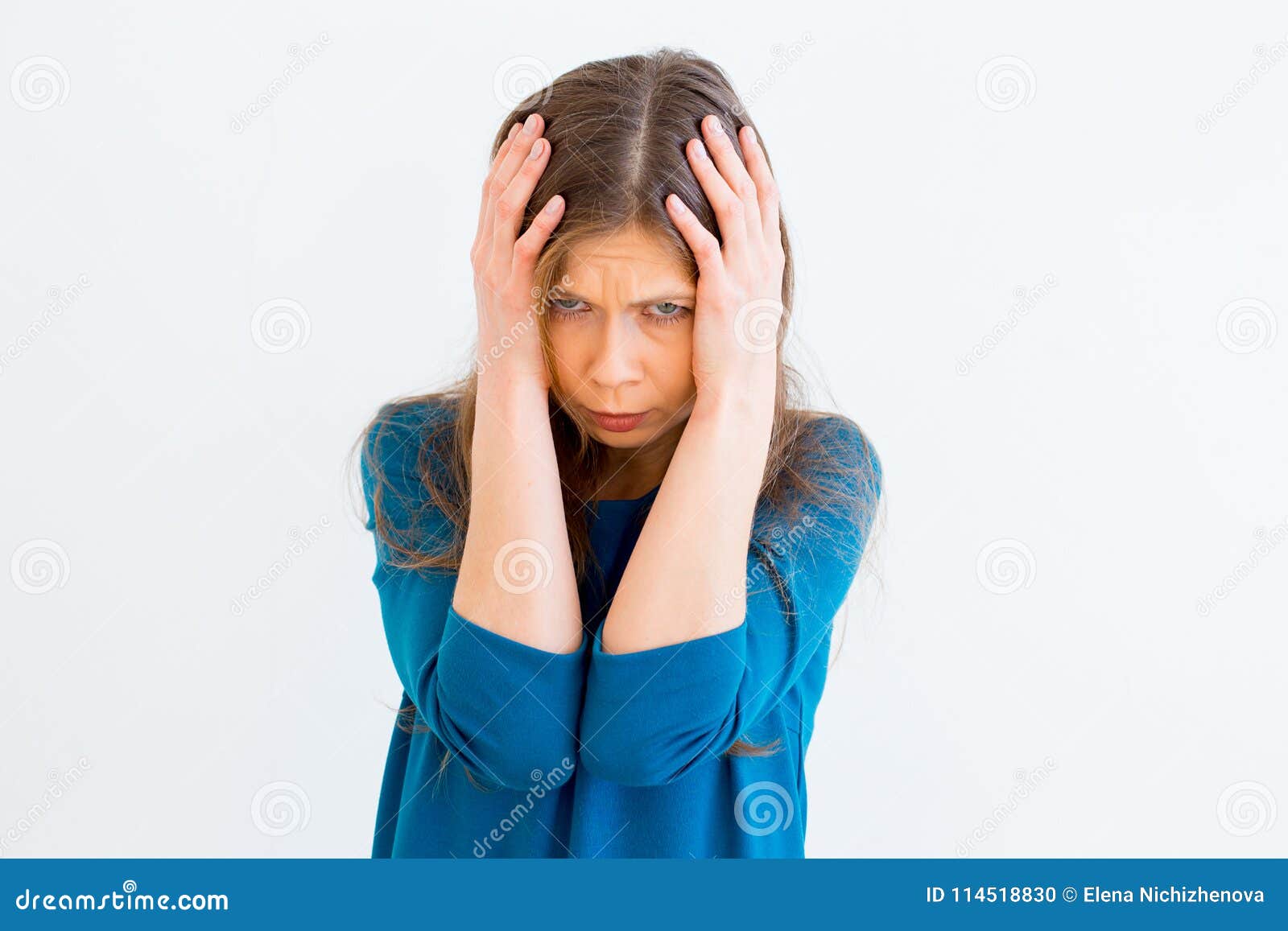 Woman showing emotions stock photo. Image of portrait - 114518830