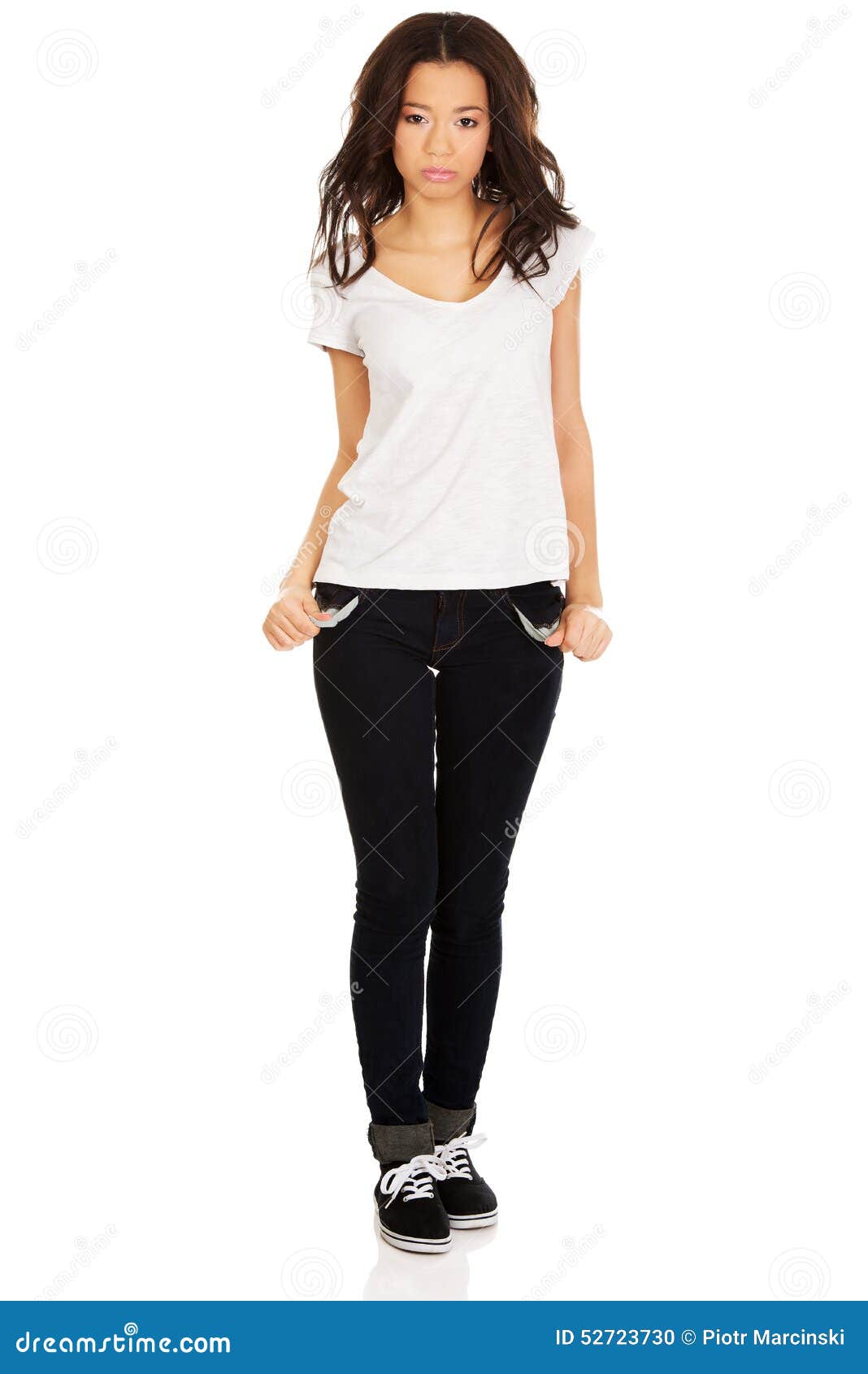 Woman Showing Empty Pockets. Stock Photo - Image of pocket, failure ...