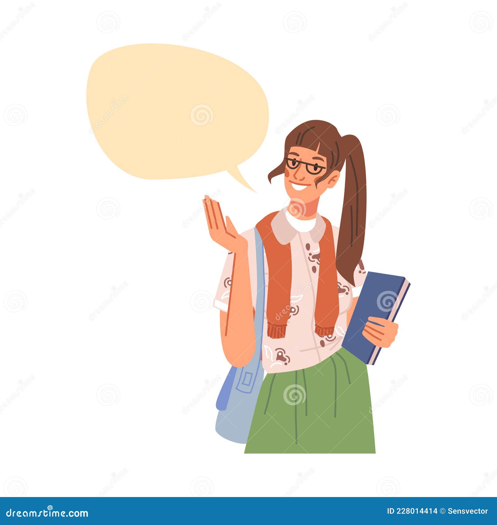 . Woman Showing on Empty Speech Bubble Chat Box Stock Vector ...