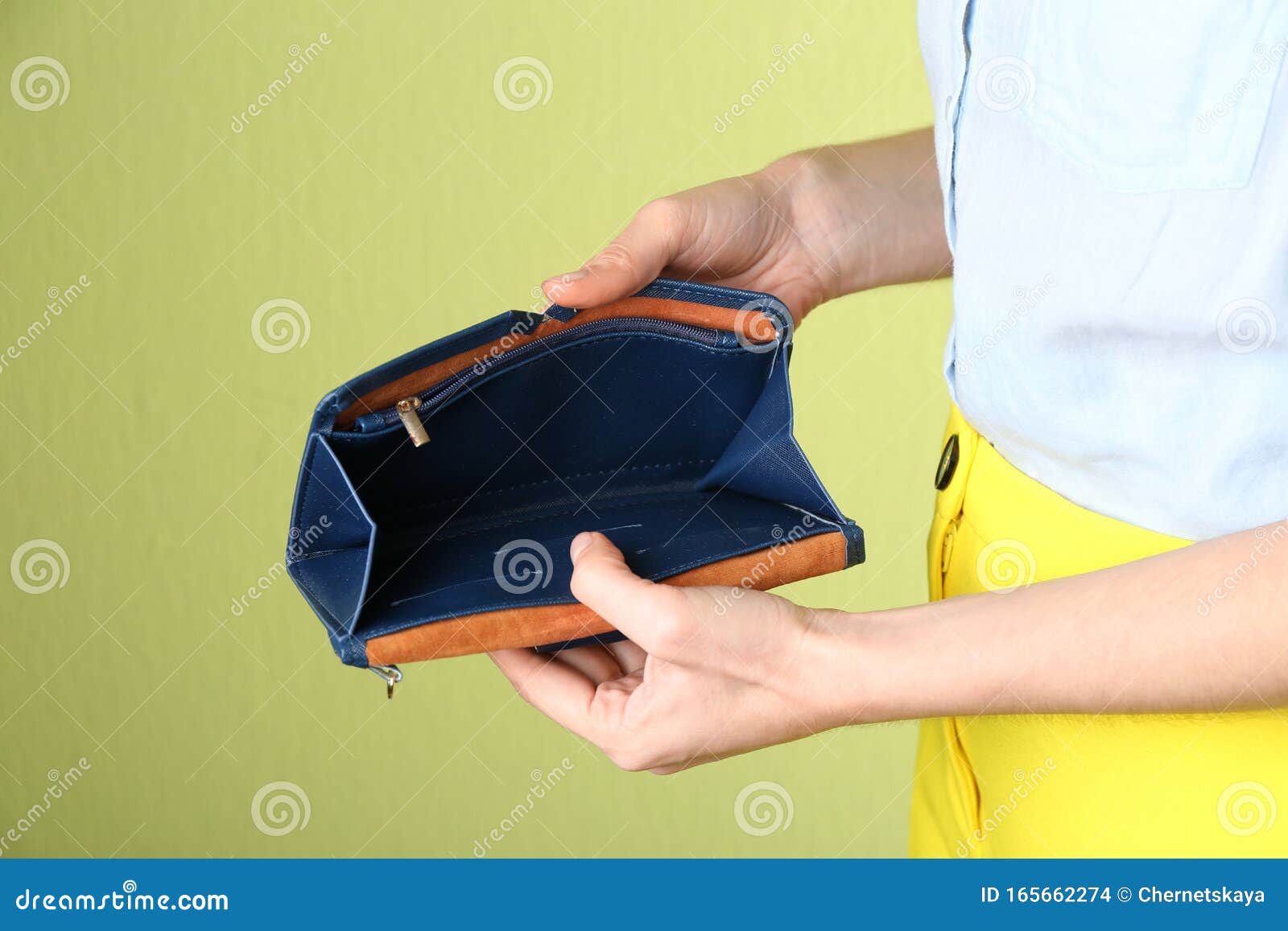 Woman Showing Empty Wallet on Green Background, Closeup Stock Photo ... Woman Showing Empty Wallet on Green Background, Closeup Stock Photo ...