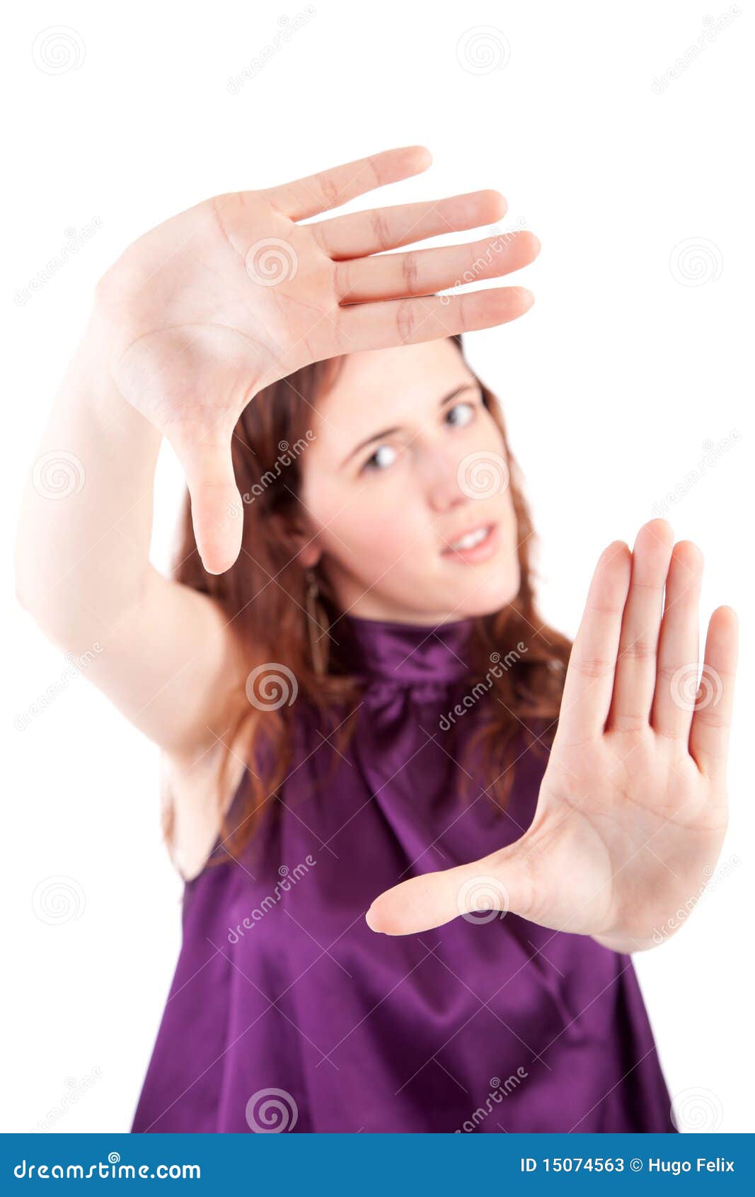 Woman Showing Framing Hand Gesture Stock Image - Image of happiness ...