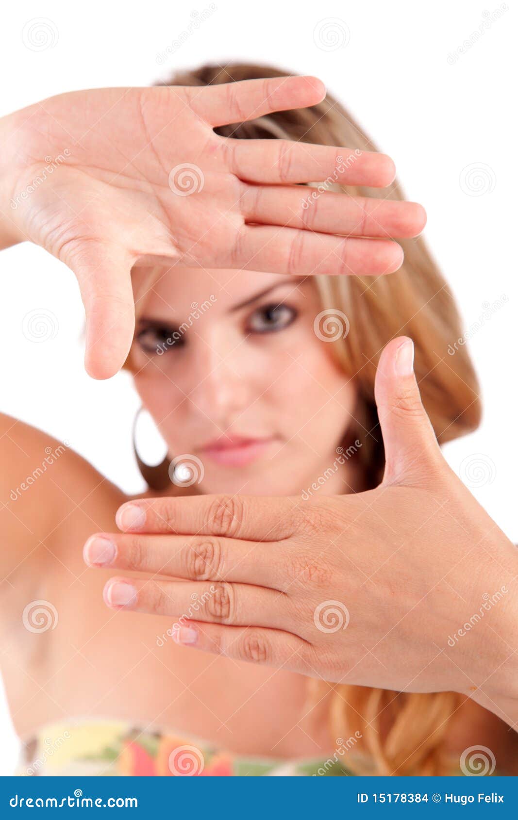 Woman Showing Framing Hand Gesture Stock Photo - Image of friendly ...