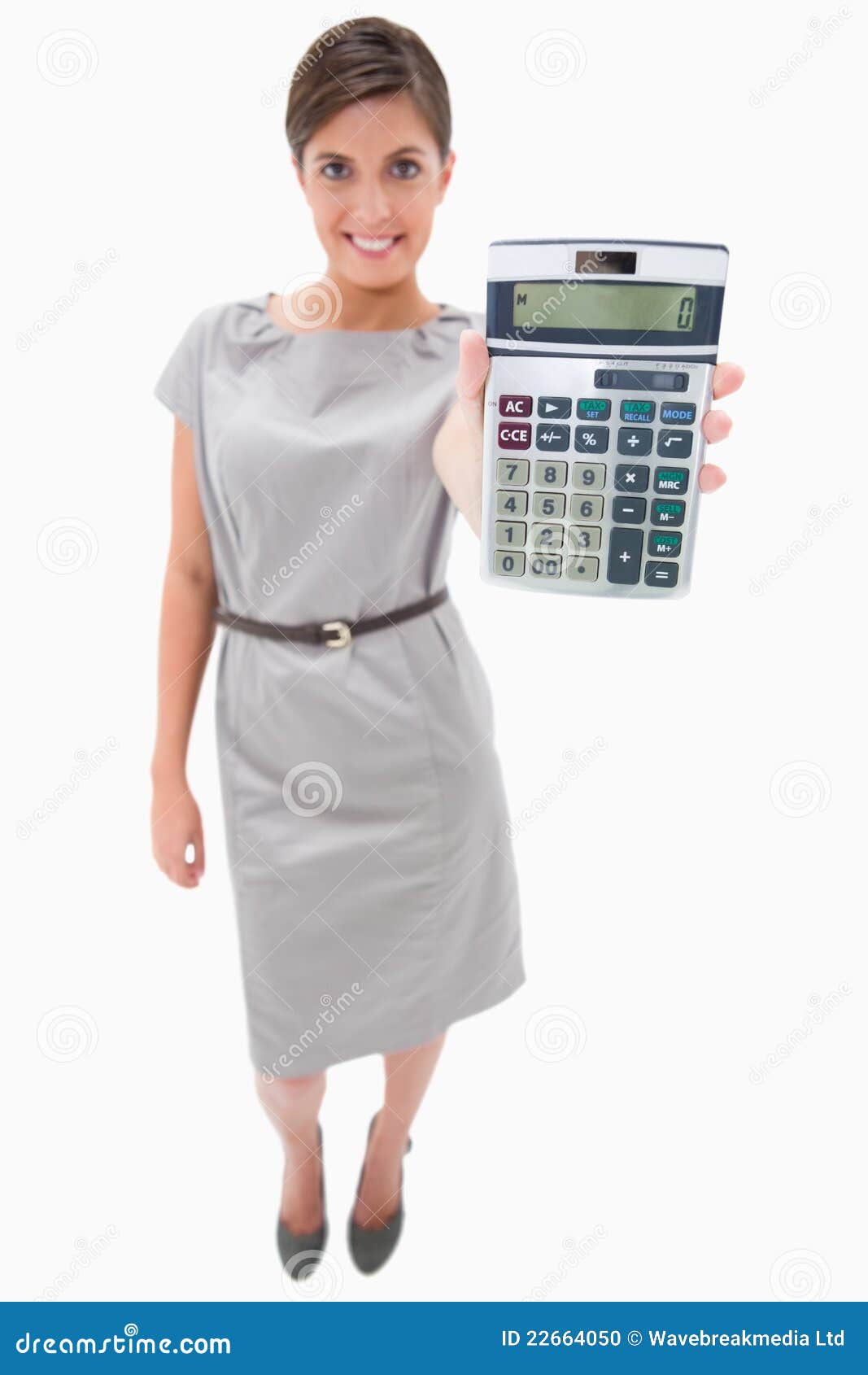 Woman Showing Hand Calculator Stock Photo - Image of math, attractive ...