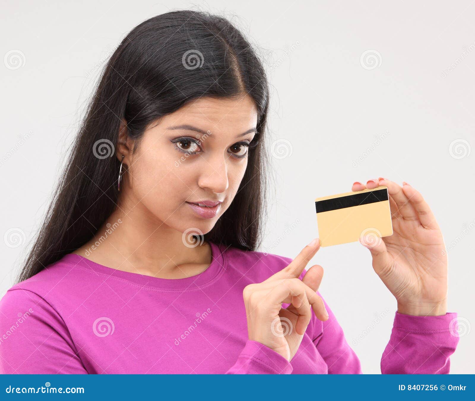 Woman Showing Her Credit Card Stock Photo - Image of close, card: 8407256