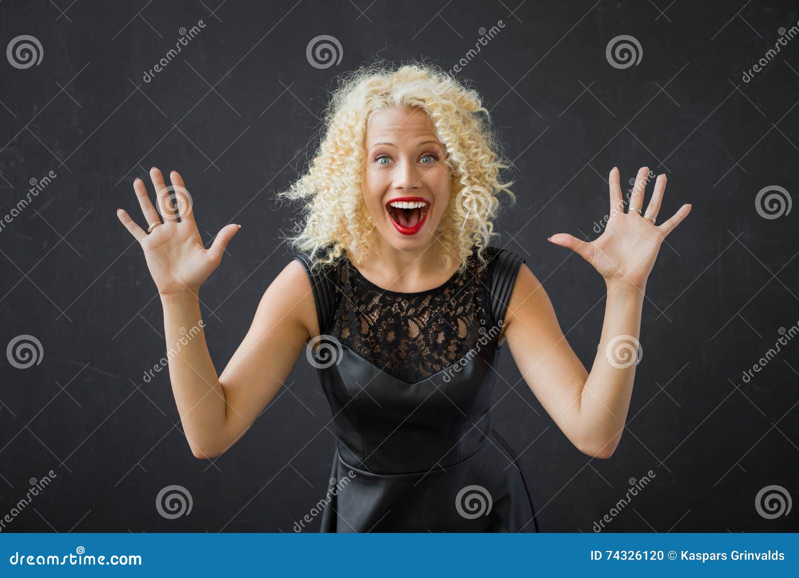 Woman Showing Her Excitement Stock Photo - Image of happiness, looking ...