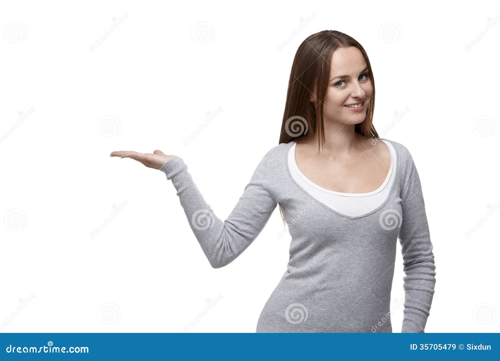 Woman Showing with Her Hand Stock Image - Image of hair, casual: 35705479