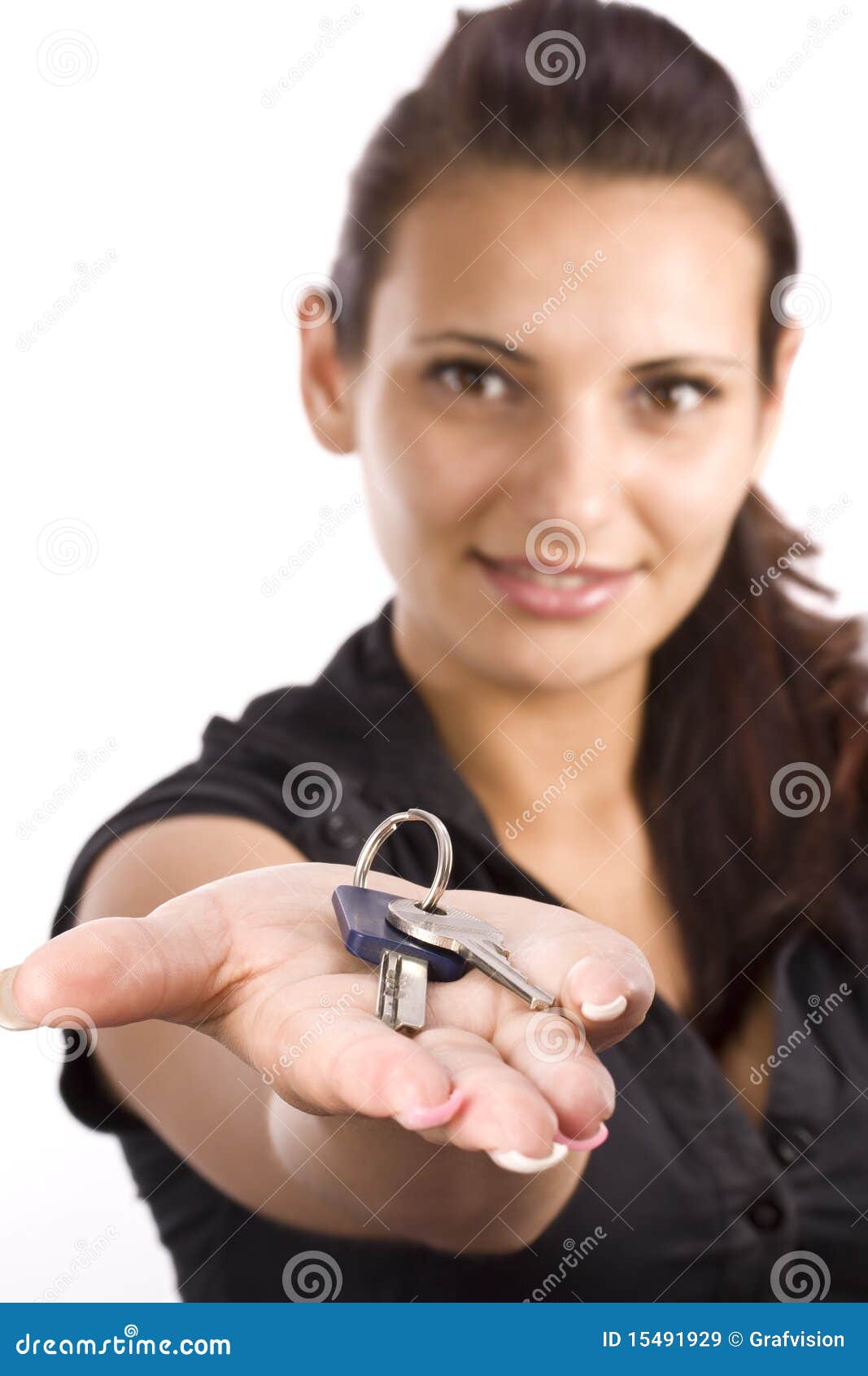 Woman showing key stock image. Image of happy, expression - 15491929